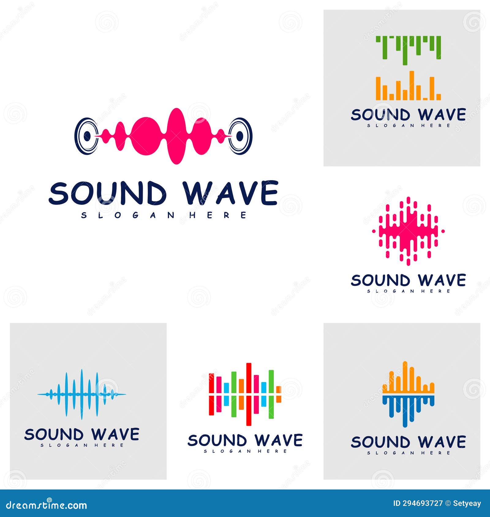Set of Sound Wave Logo Design Concept Vector. Sound Wave Illustration ...