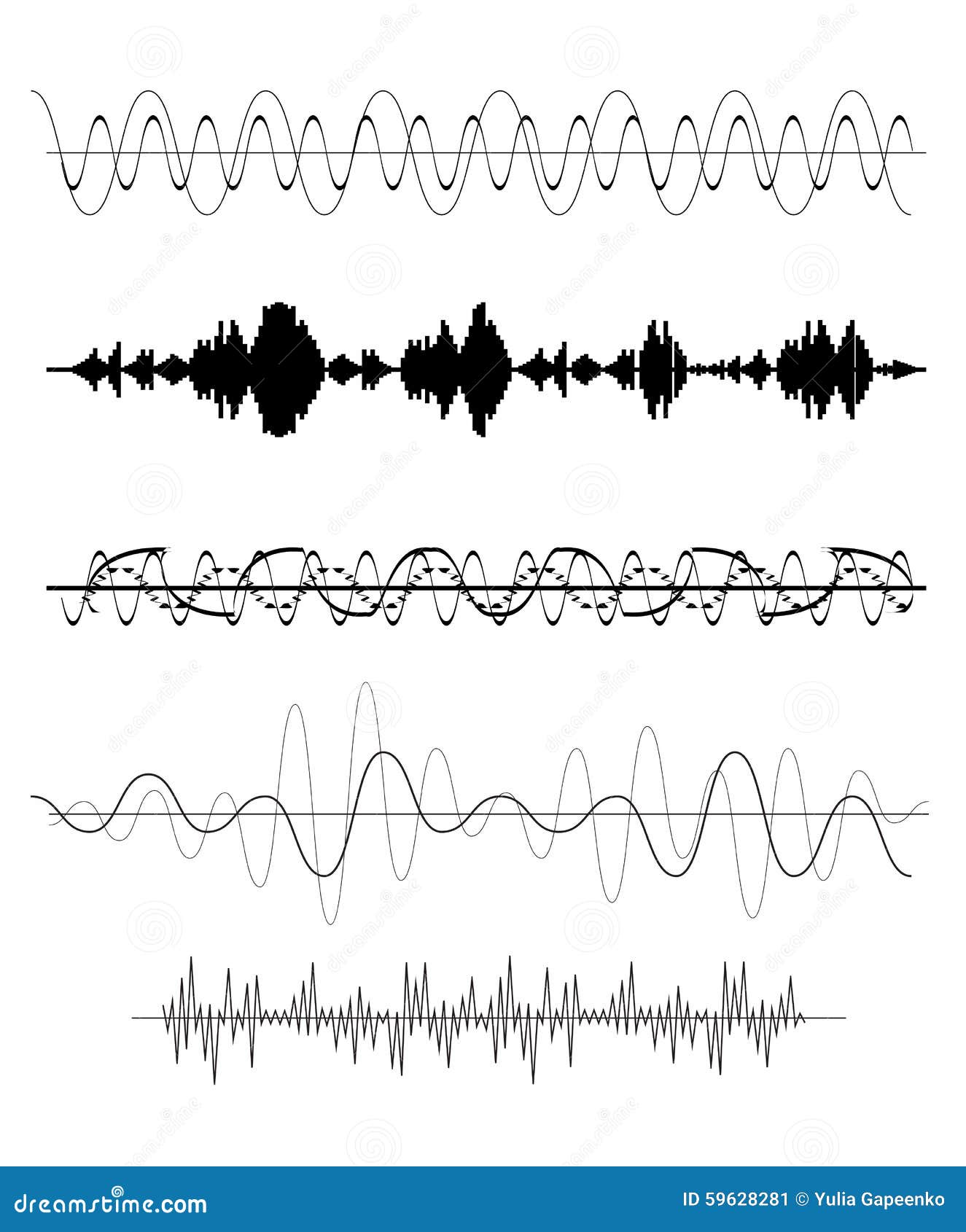 Set of Sound Wave. Vector Illustration Stock Vector - Illustration of ...