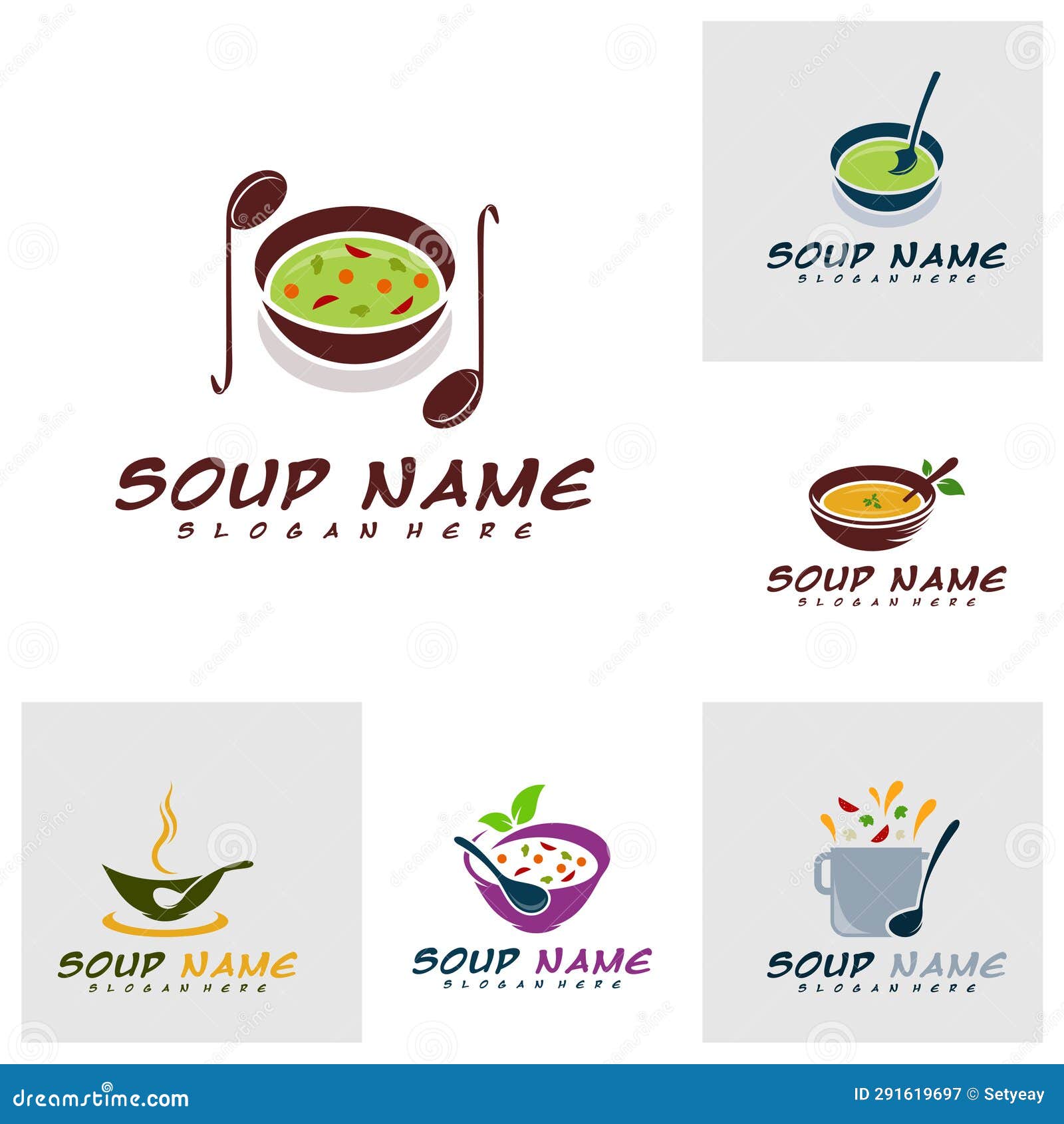 Set of Soup Logo Design Concept. Food Cooking Logo Vector Stock Vector ...