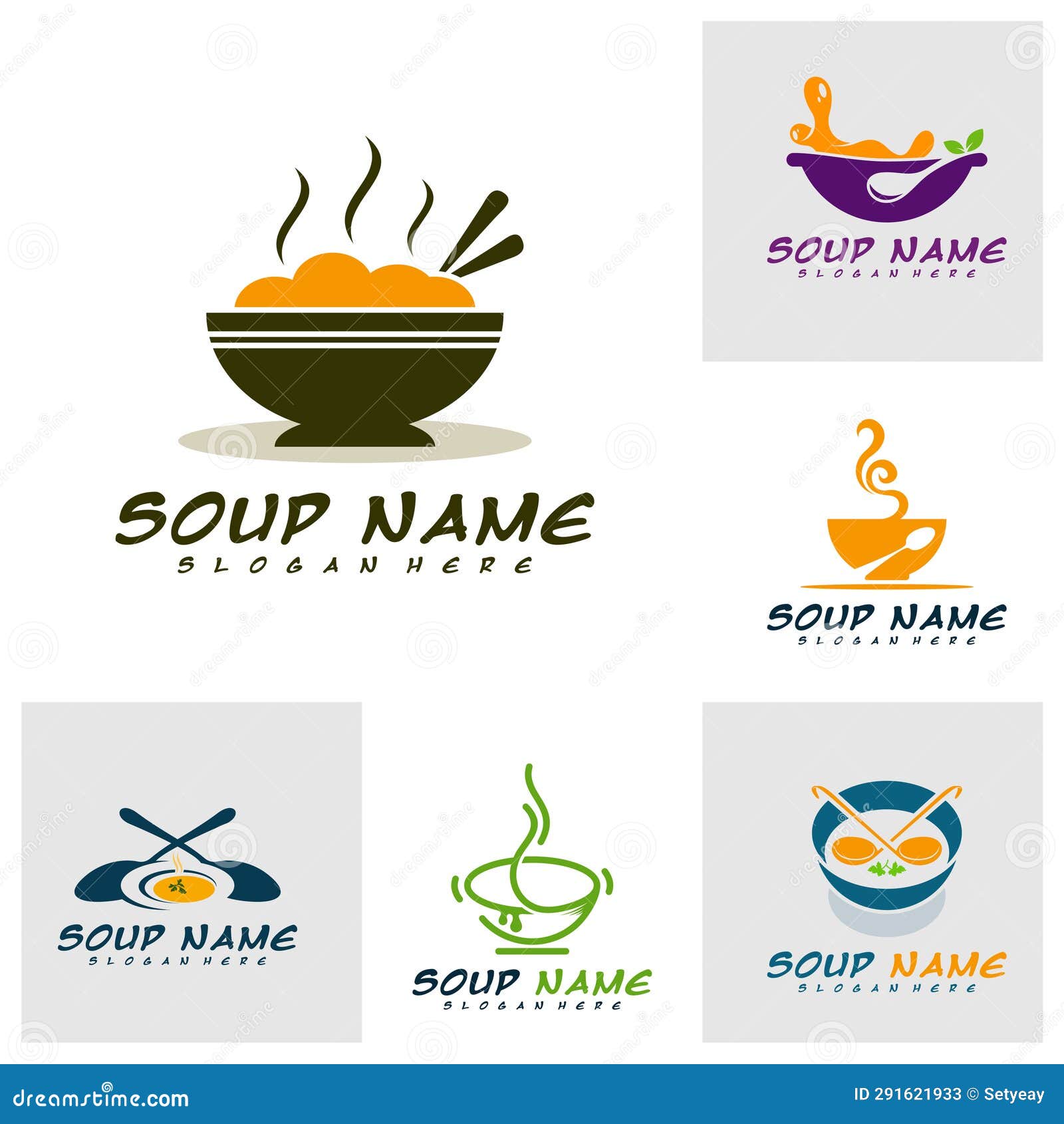 Set of Soup Logo Design Concept. Food Cooking Logo Vector Stock Vector ...