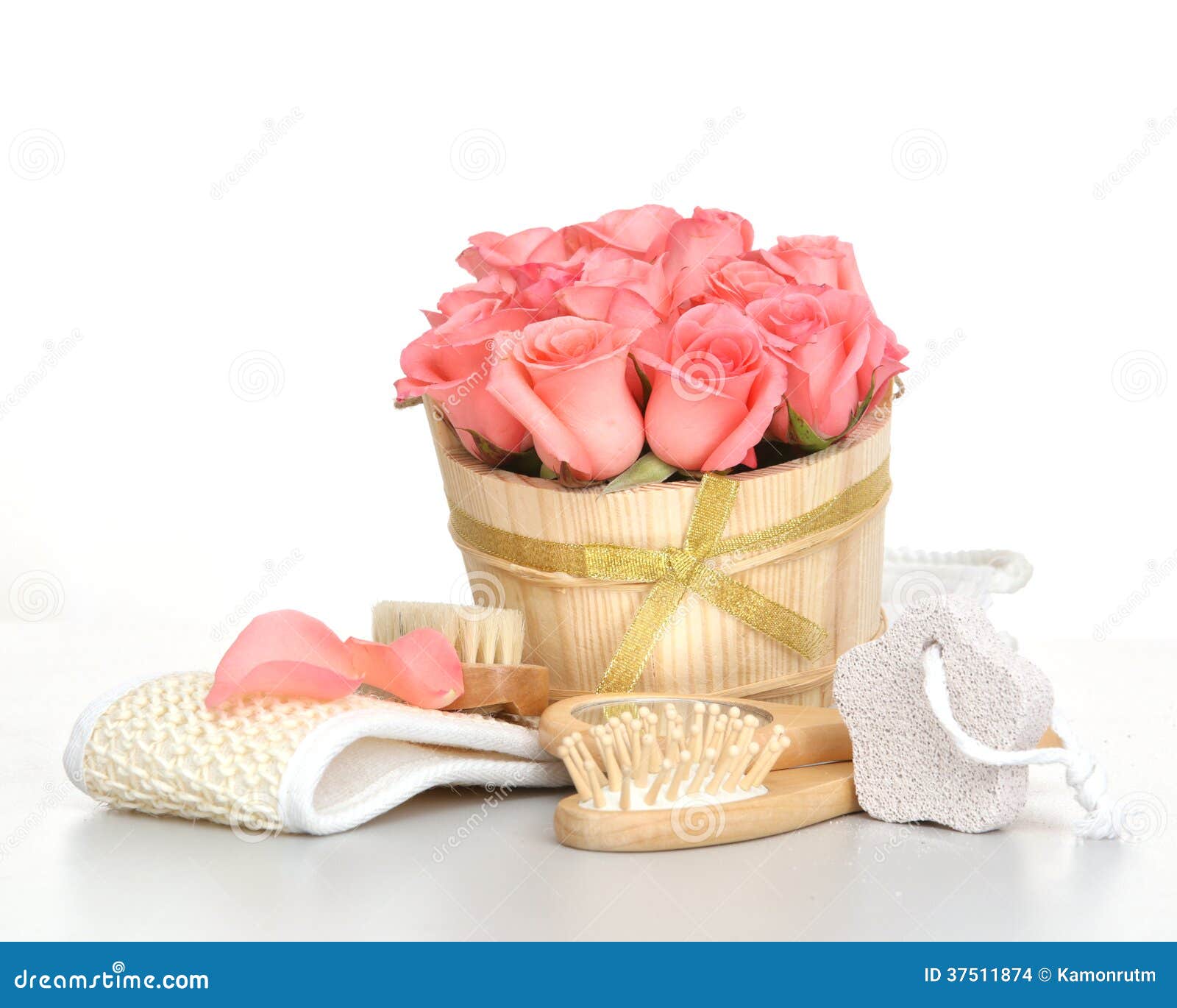 Set for spa with pink rose stock photo. Image of isolated - 37511874