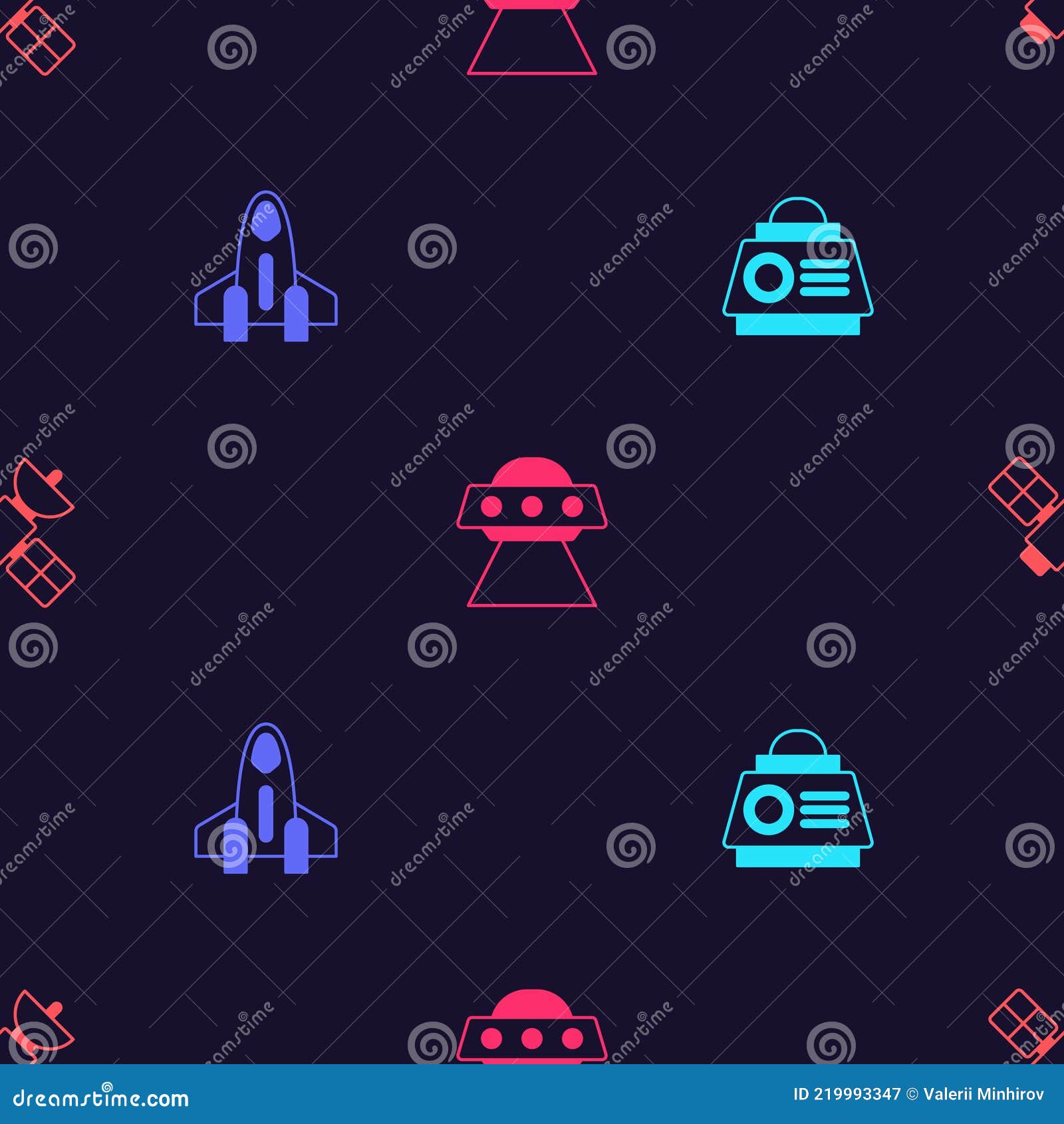 Set Space Capsule, Rocket Ship, UFO Flying Spaceship and Satellite on ...