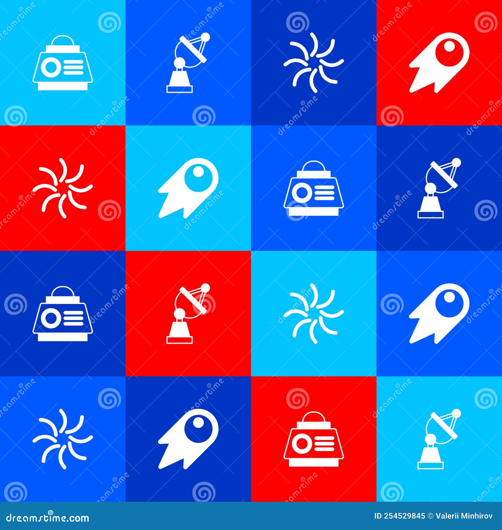 Set Space Capsule, Satellite Dish, Black Hole and Comet Falling Down ...