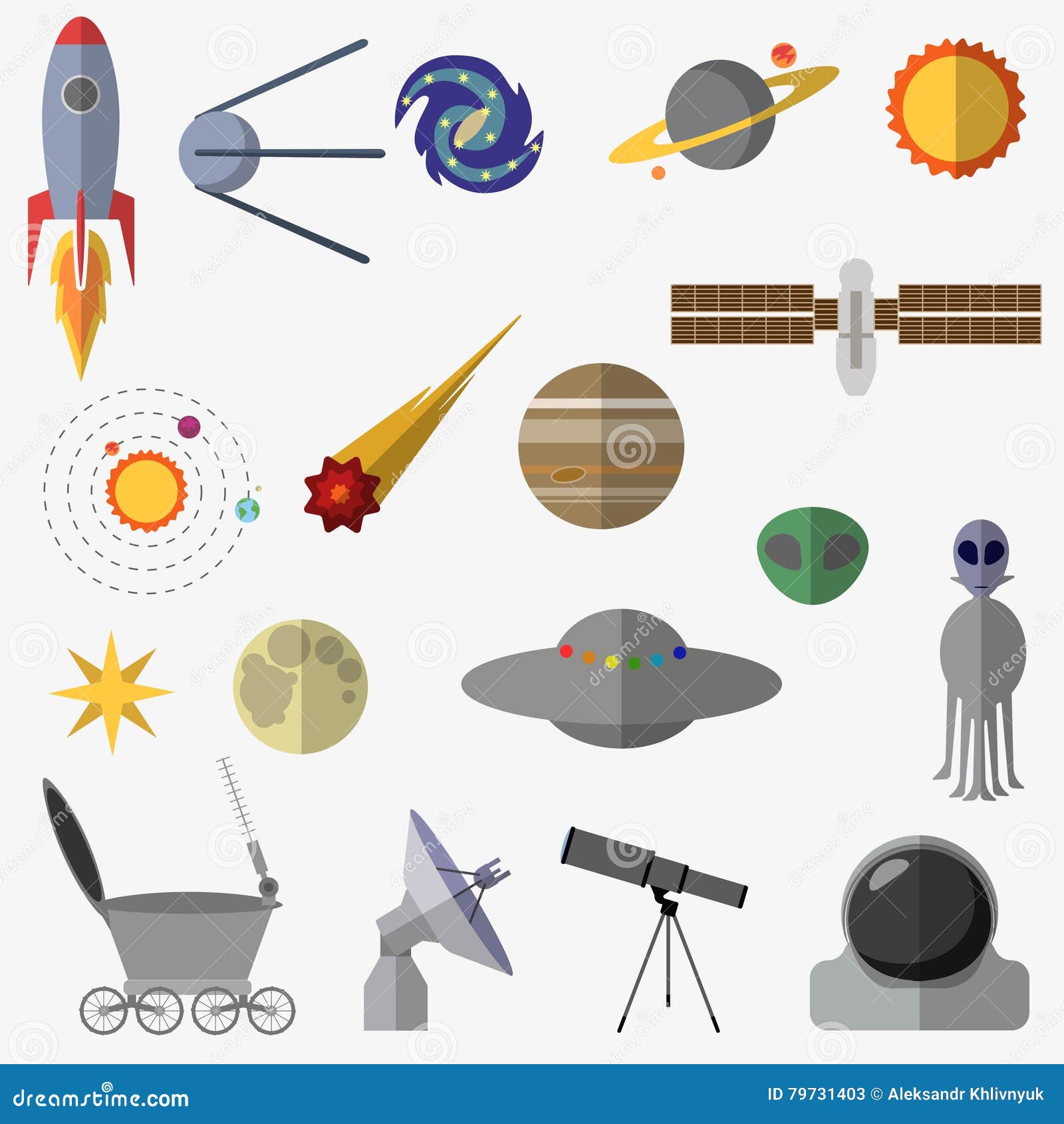 Set of space elements. stock illustration. Illustration of kids - 79731403