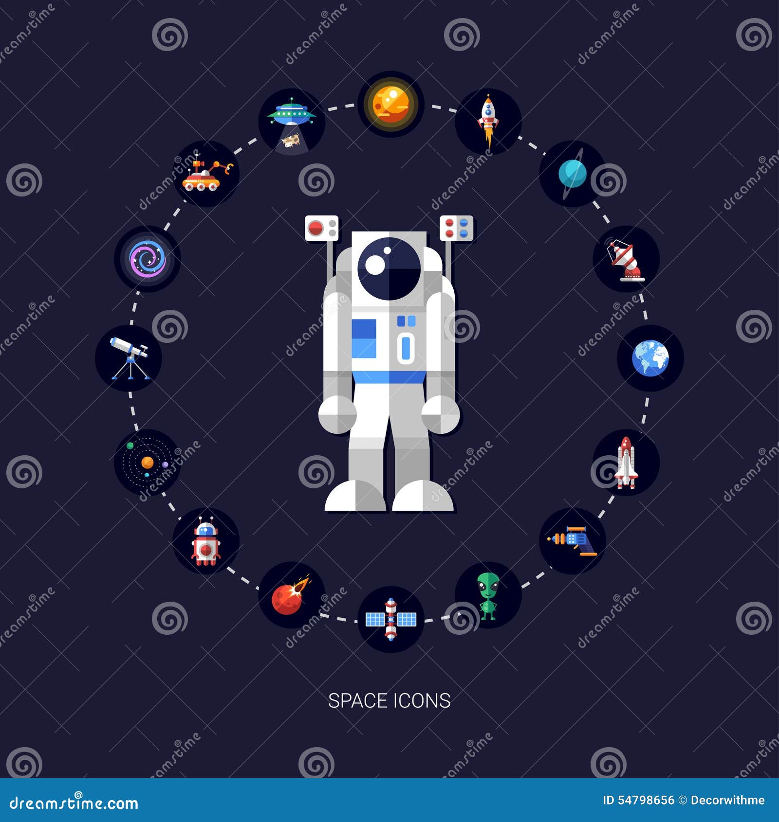 Set of Space Icons and Infographics Elements Stock Vector ...