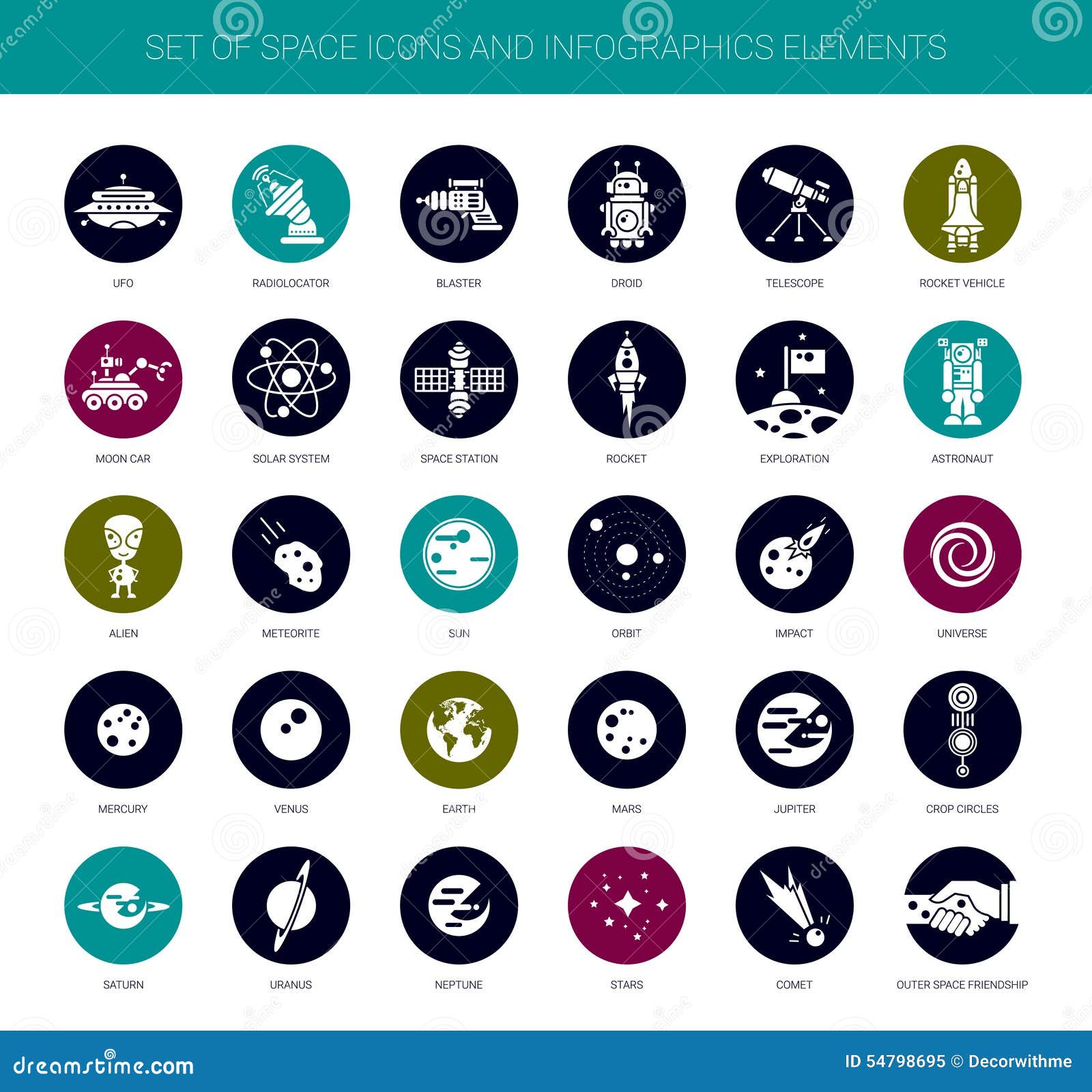 Set of Space Icons, Pictograms and Infographics Stock Vector ...