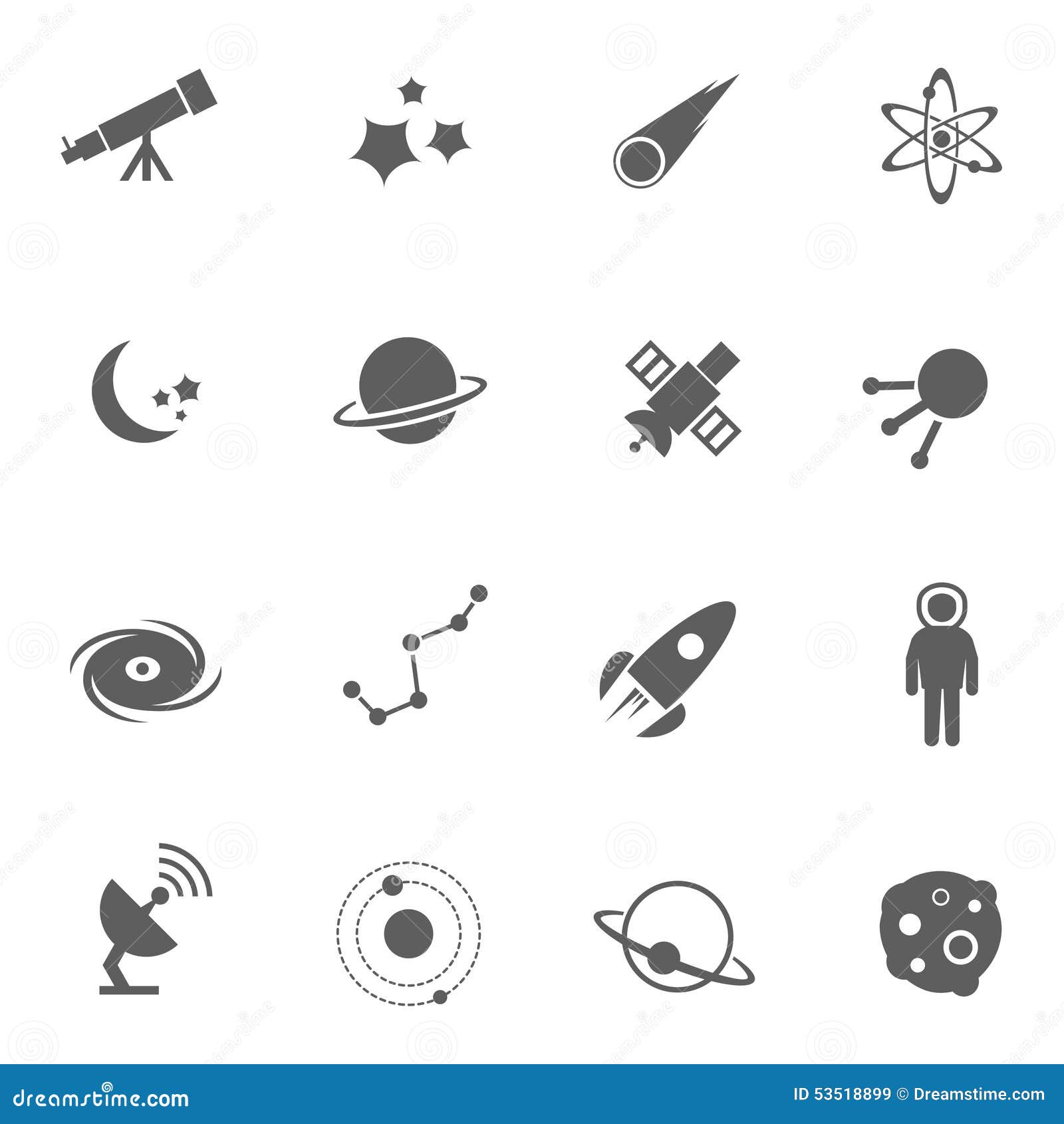Set of space icons stock vector. Illustration of astronomy - 53518899