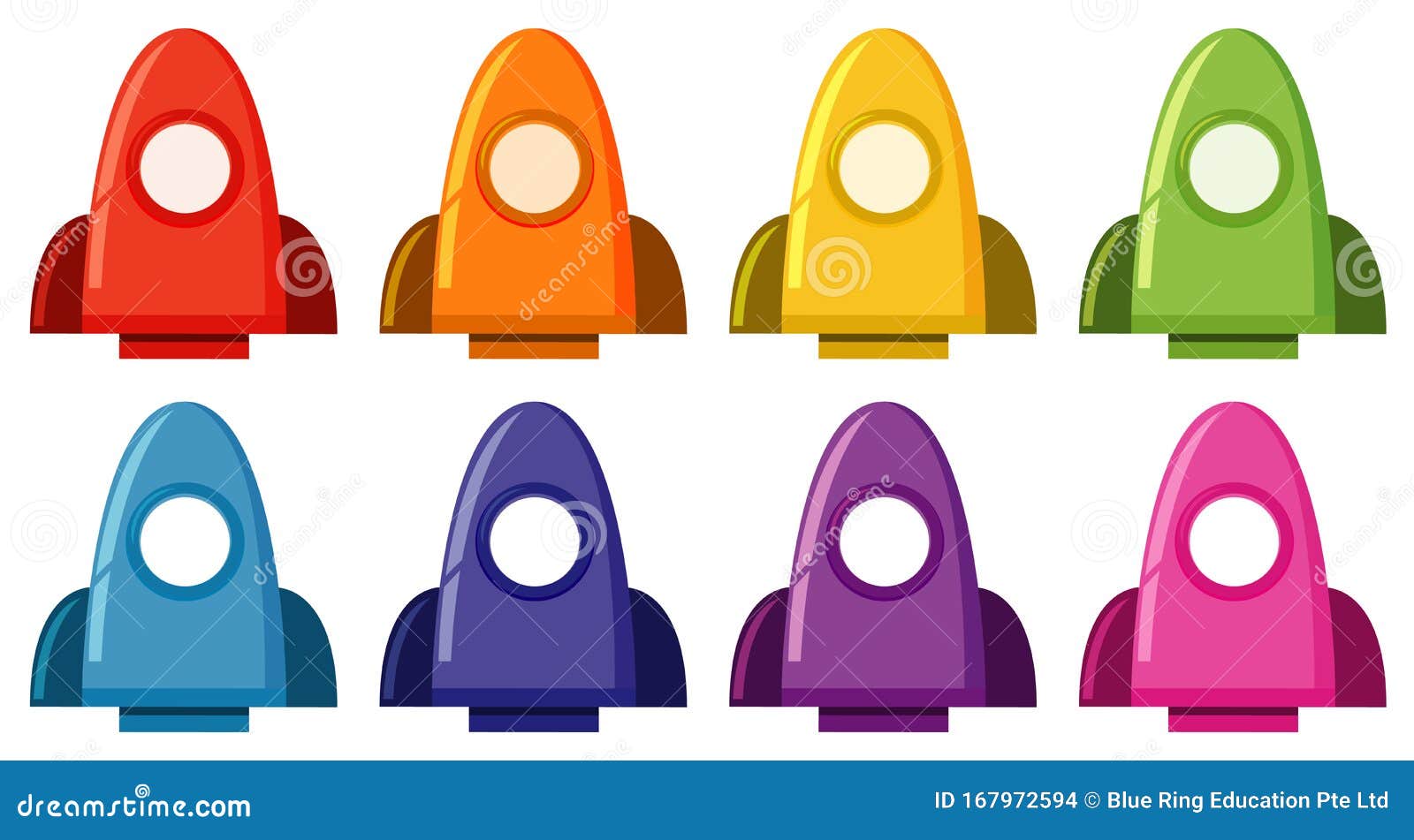 Set of Spaceships in Different Colors Stock Vector - Illustration of ...
