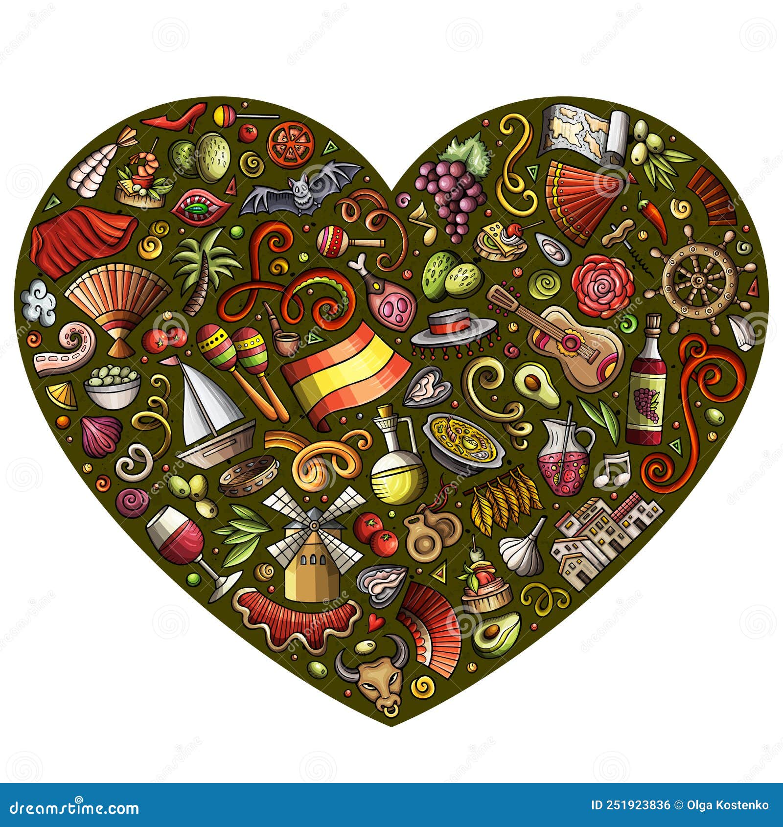 Set of Spain Cartoon Doodle Objects, Symbols and Items Stock ...