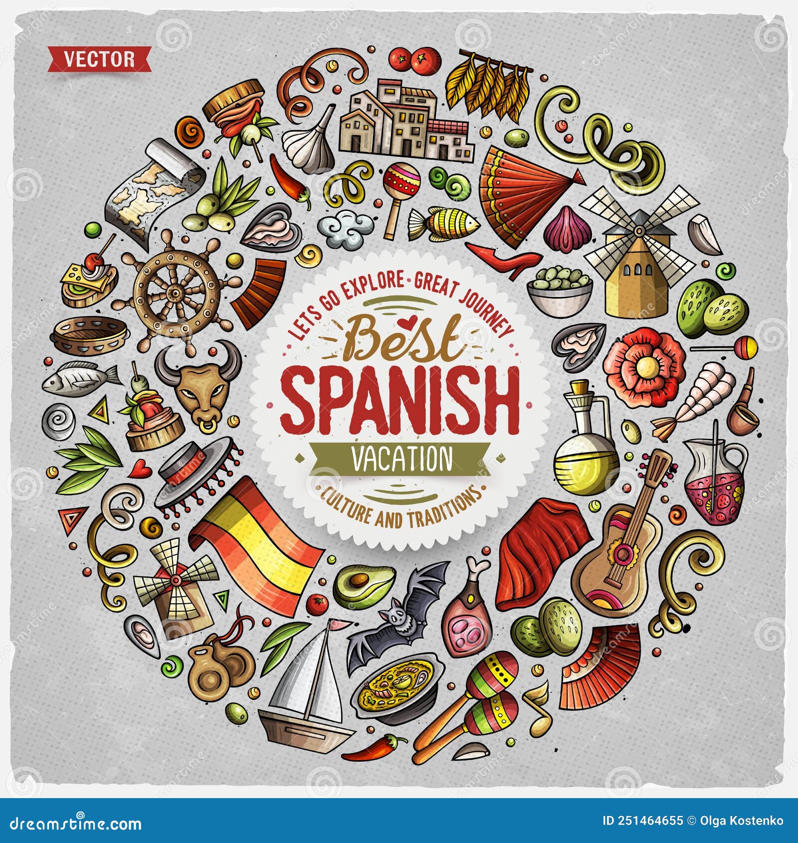 Set of Spain Cartoon Doodle Objects, Symbols and Items Stock Vector ...