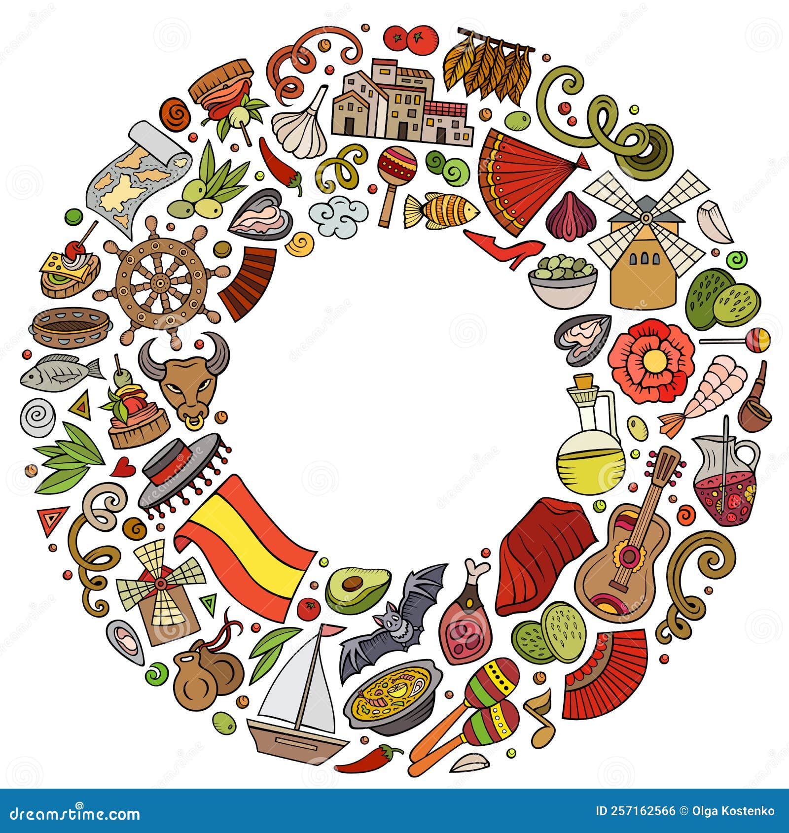 Set of Spain Cartoon Doodle Objects, Symbols and Items Stock ...