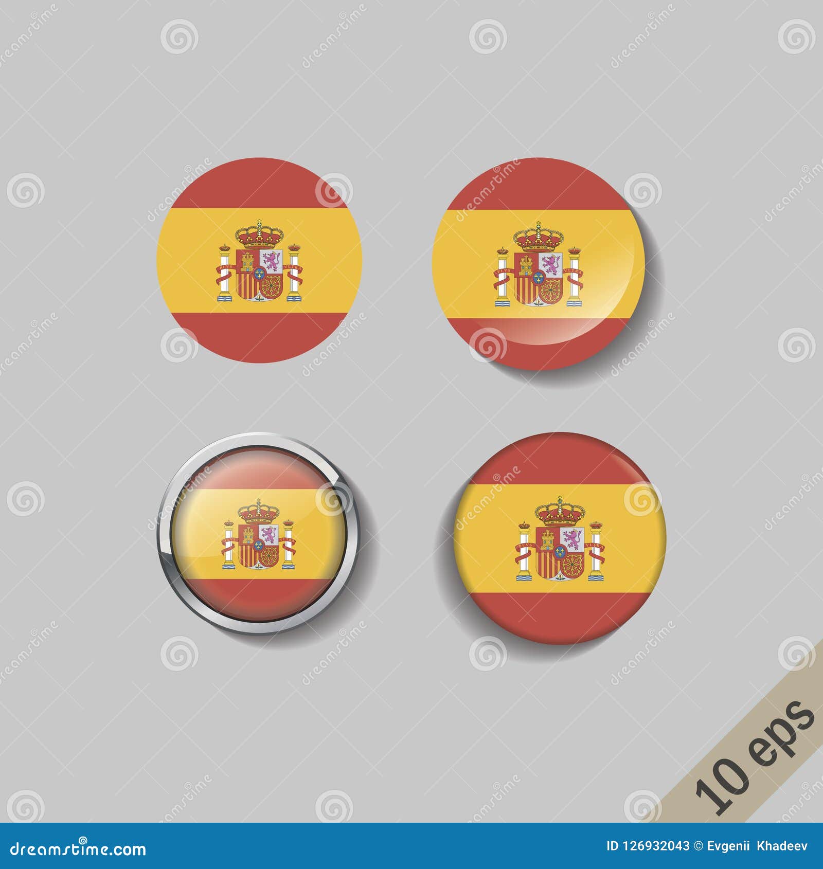 Set of SPAIN Flags Round Badges. Stock Illustration - Illustration of ...