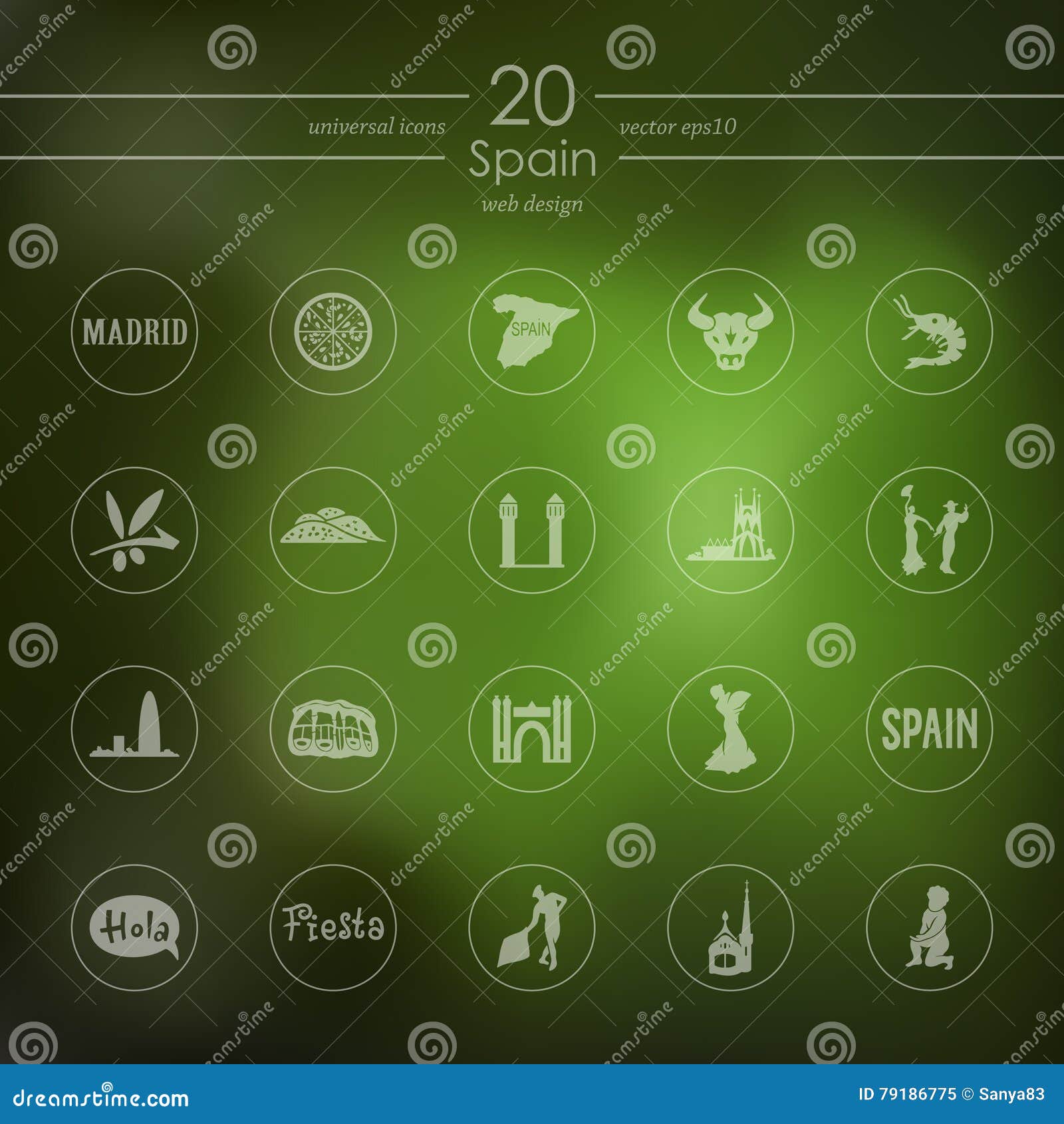 Set of Spain icons stock vector. Illustration of cityscape - 79186775