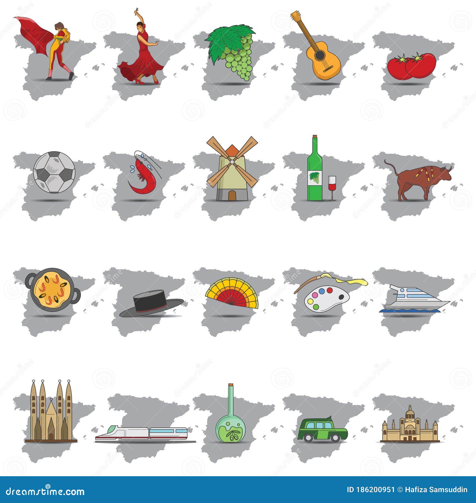 Spain Icons Cartoon | CartoonDealer.com #67189939