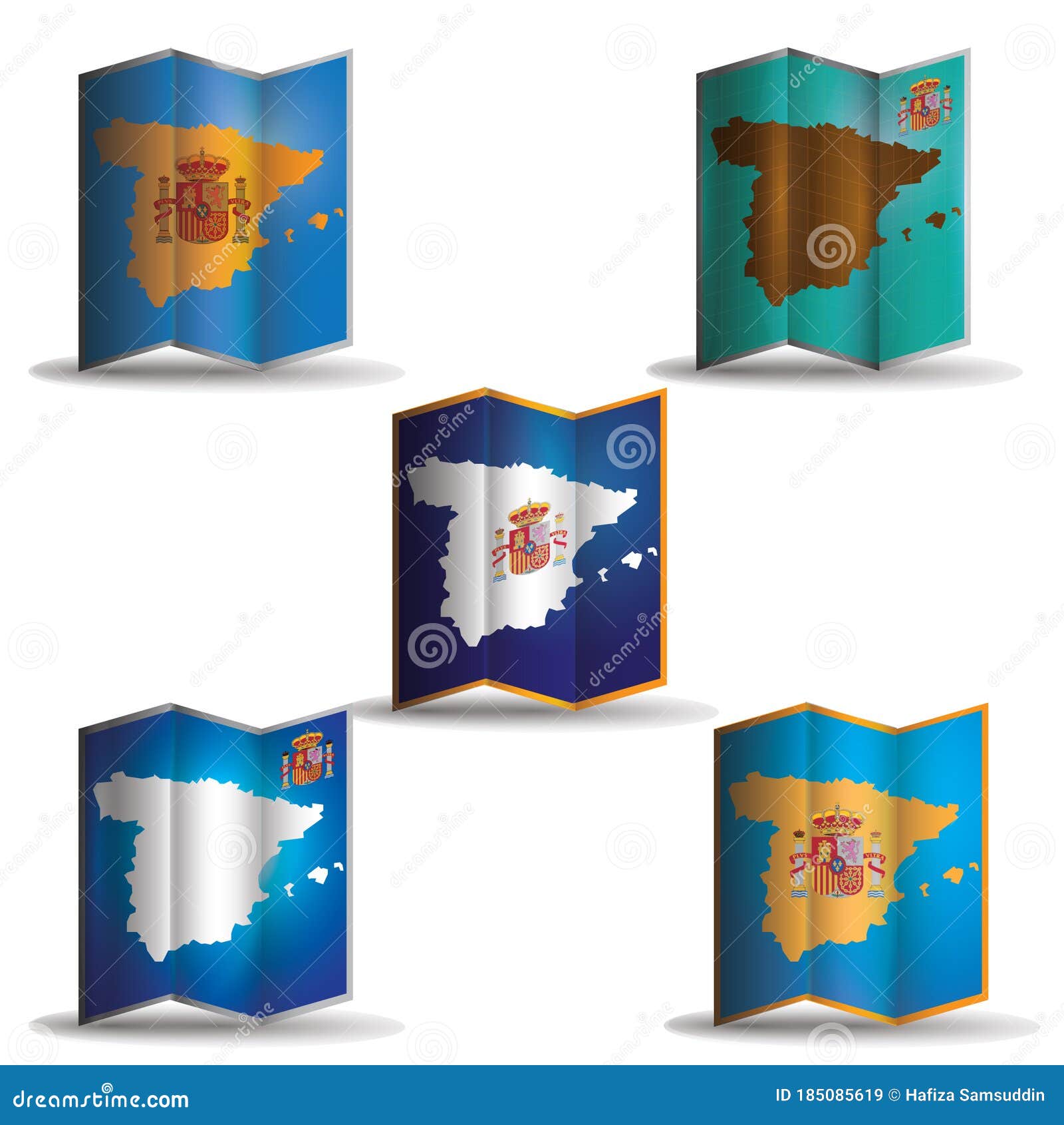 Set of Spain Paper Maps. Vector Illustration Decorative Design Stock ...