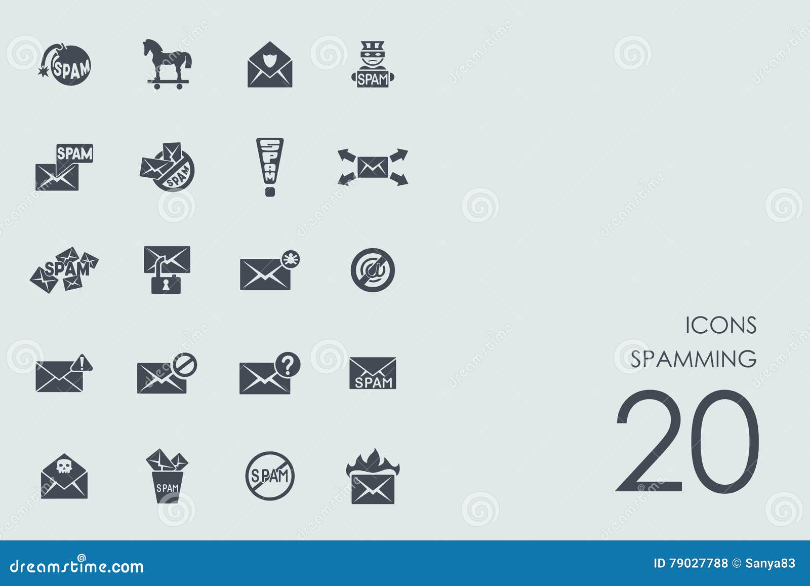 Set of spamming icons stock vector. Illustration of geometric - 79027788
