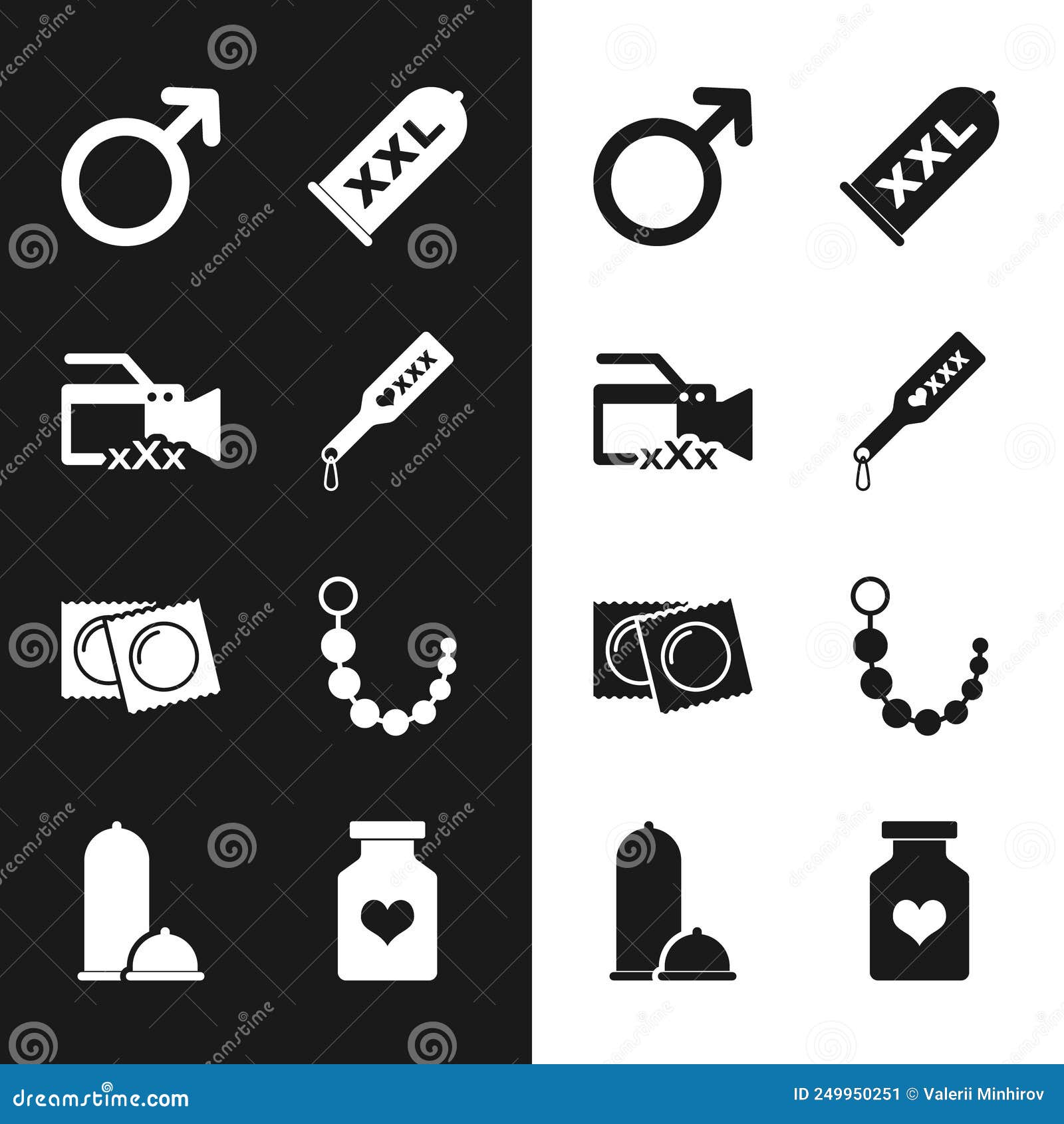 Set Spanking Paddle Video Camera With Sex Male Gender Symbol Condom