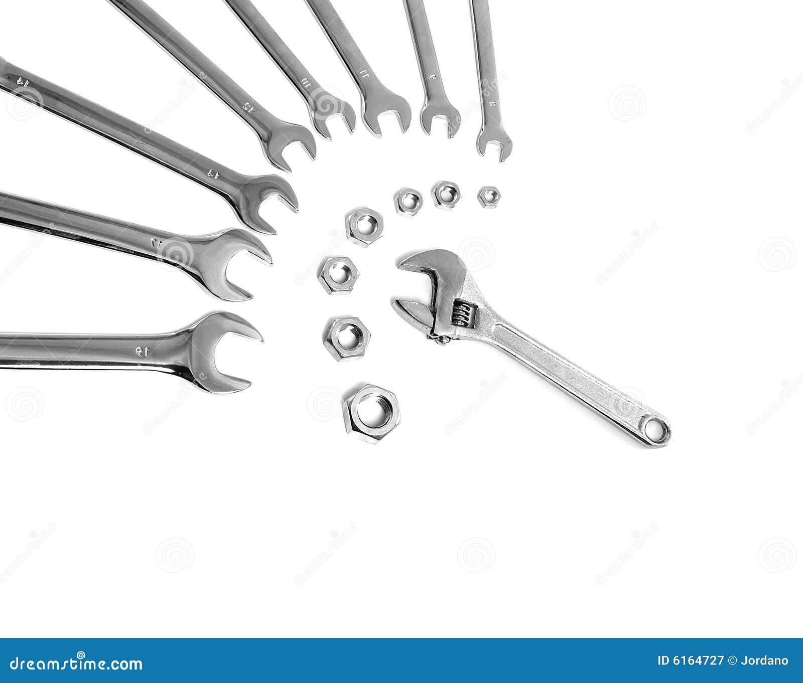Set of spanners with bolts stock image. Image of adjustable - 6164727