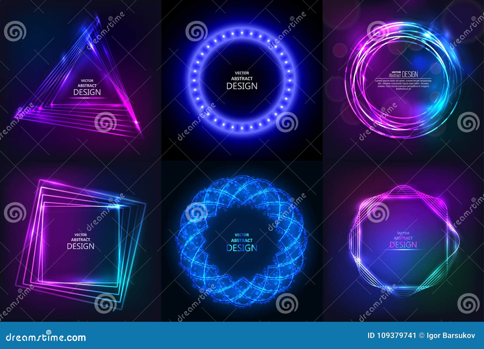 Set of Sparkling Neon Banners Stock Vector - Illustration of energy ...