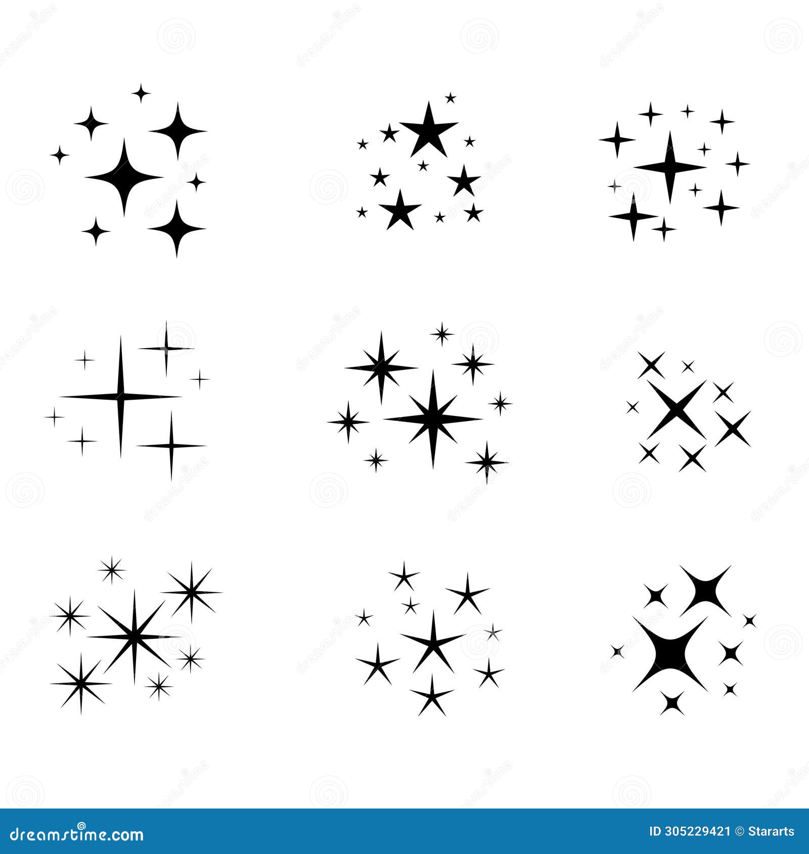 Set of Sparkling Star Icon Element Design Stock Illustration ...