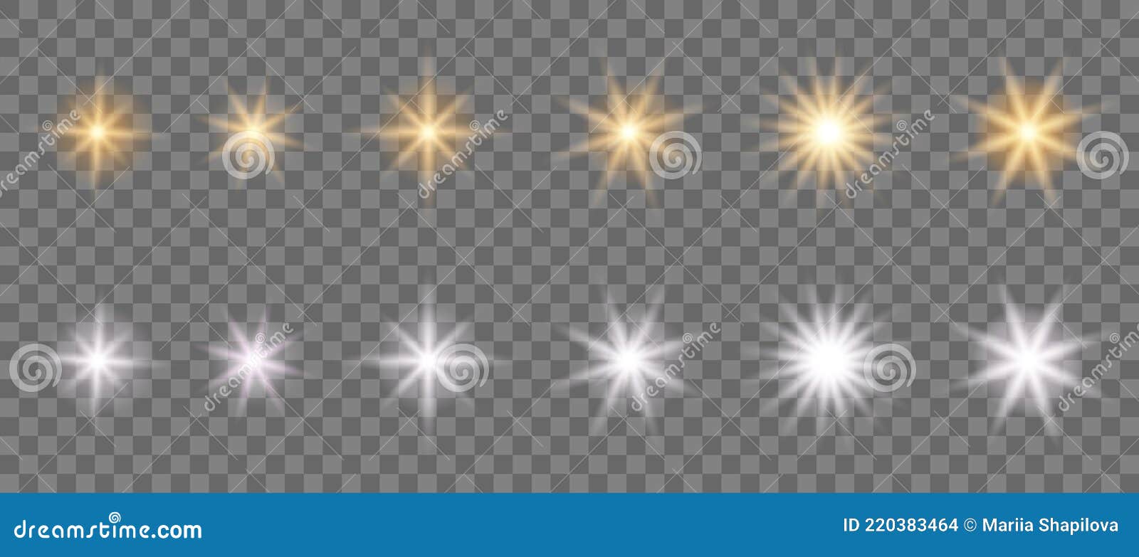 Set of Sparkling Star. Vector Glowing Star Light Effect Stock Vector ...