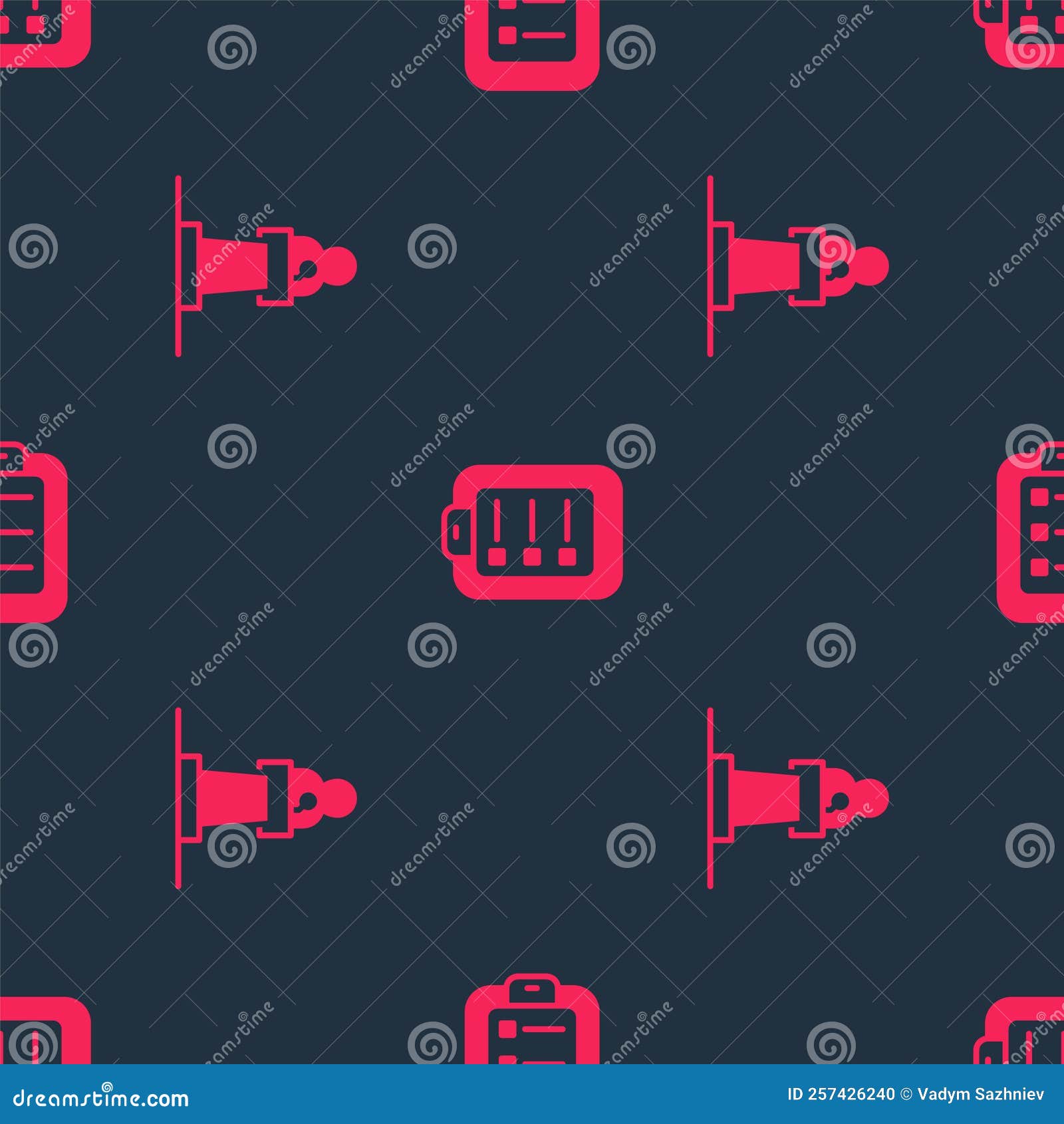 Set Speaker and To Do List or Planning on Seamless Pattern. Vector ...