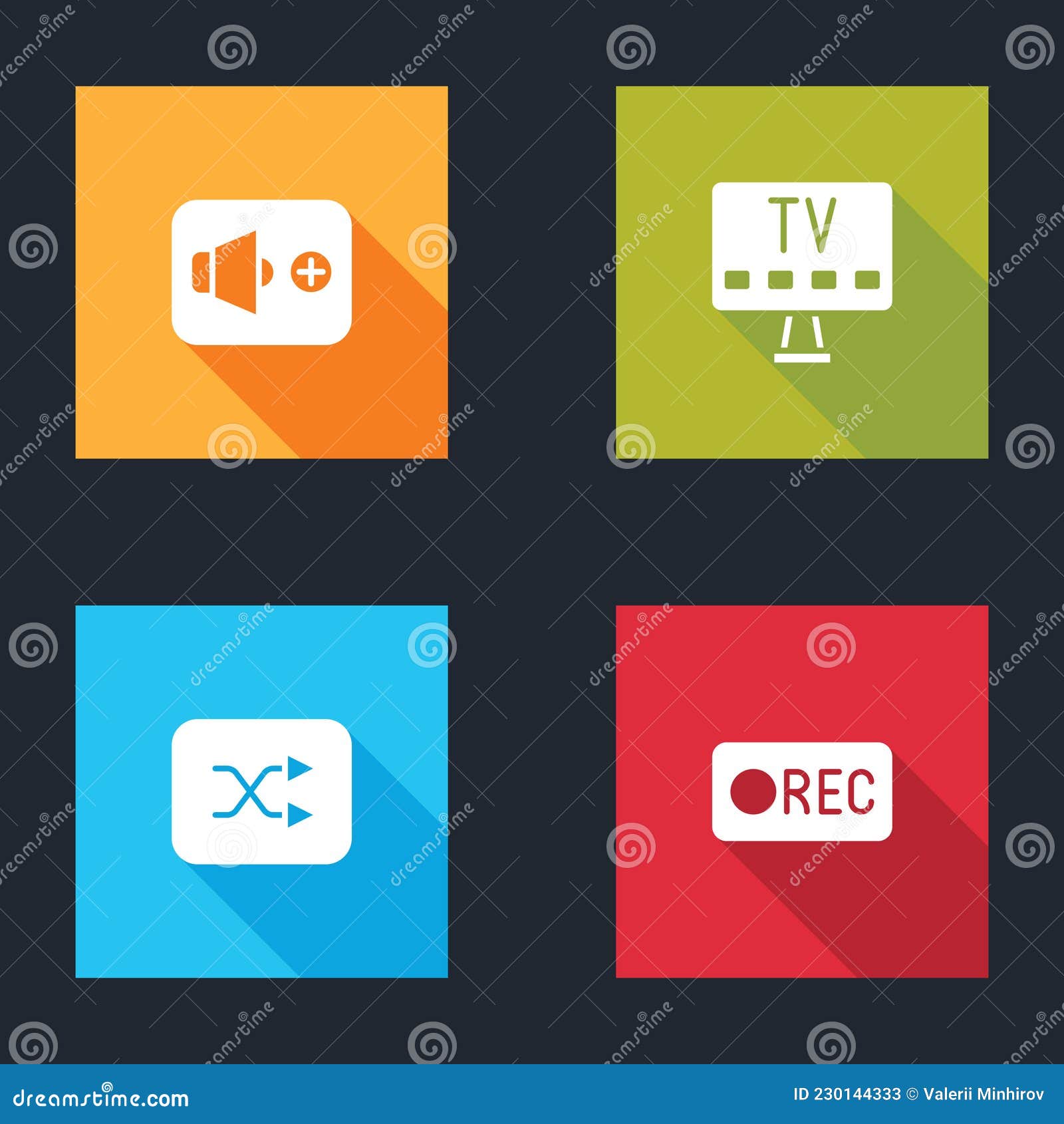 Set Speaker Volume, Smart Tv, Arrow Shuffle and Record Button Icon ...