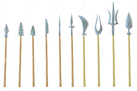 Set of Spears of Different Types and Sizes Stock Vector - Illustration ...