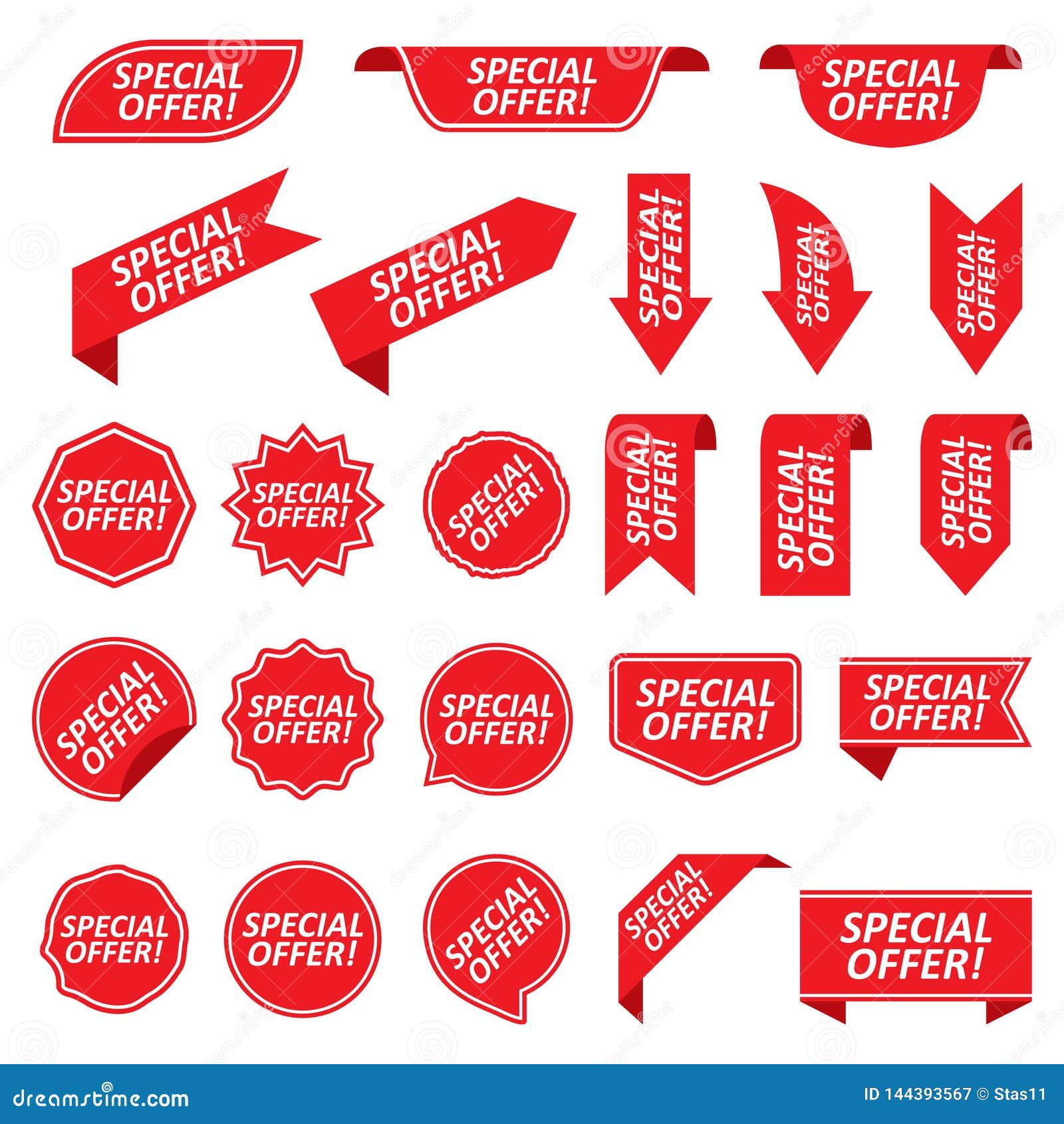 Set of Special Offer Red Labels Isolated on White Background Stock ...