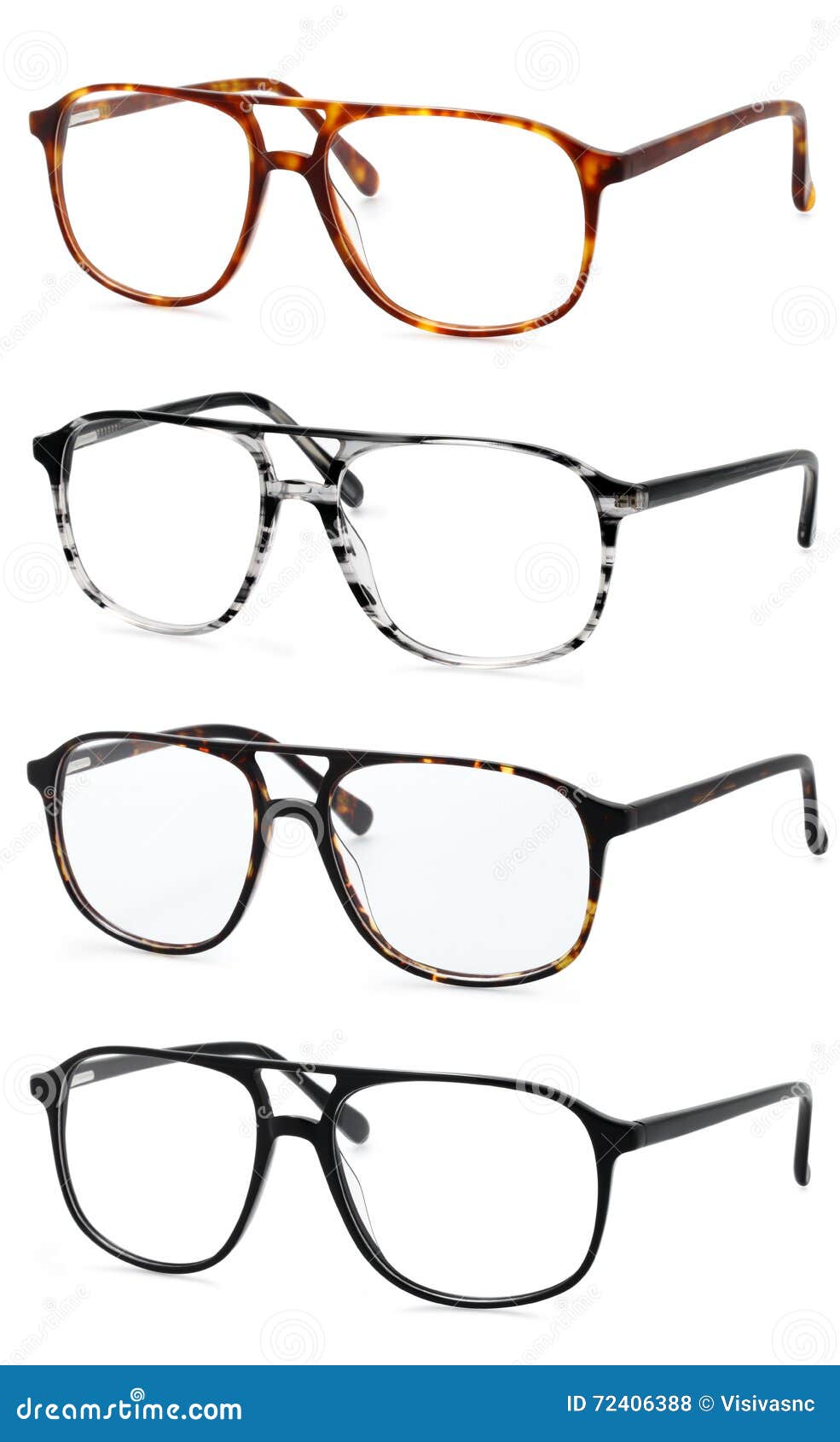 Set Spectacles Isolated on White Background Stock Photo - Image of ...
