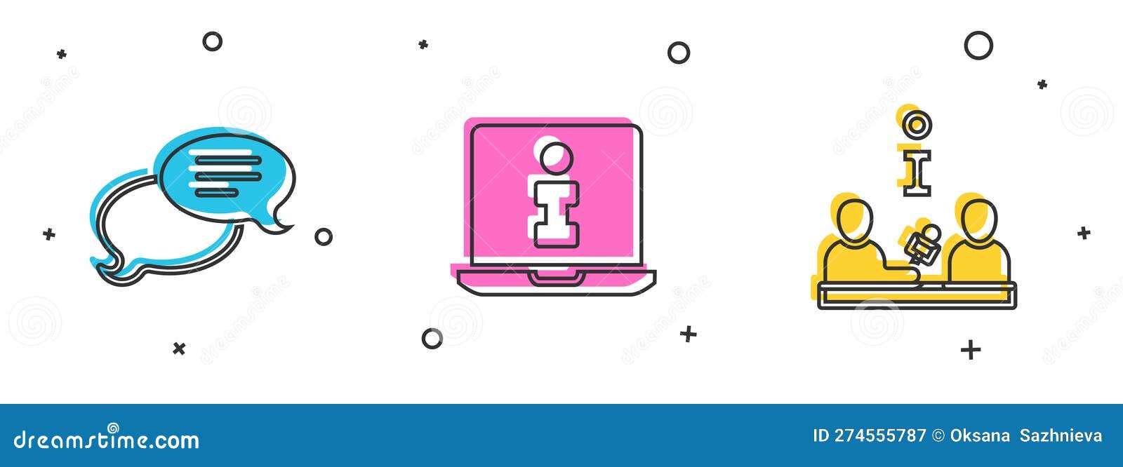 Set Speech Bubble Chat, Information and Interview Icon. Vector Stock ...