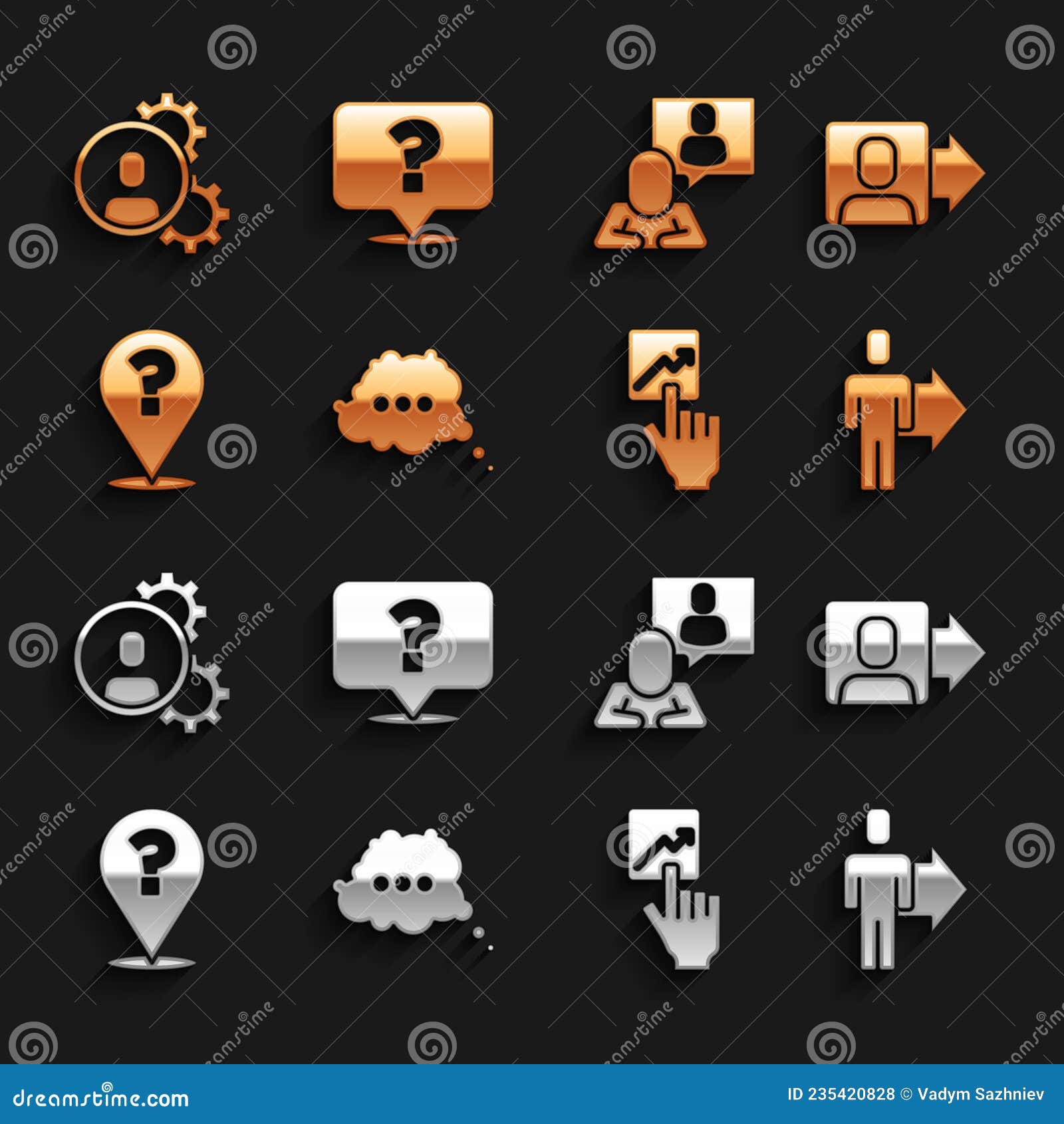 Set Speech Bubble Chat, Team Leader, Question Mark, Head Hunting, and ...