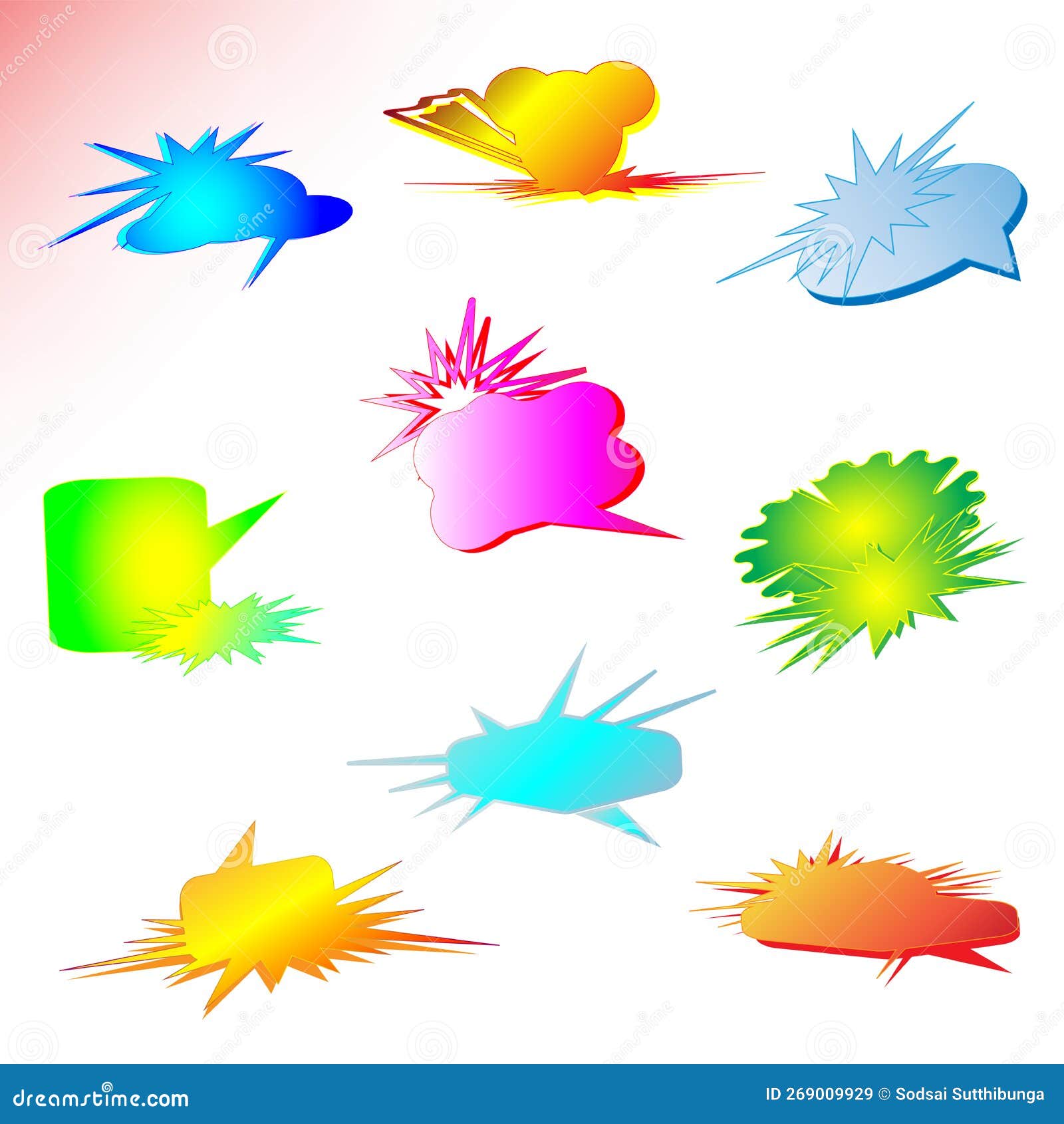 Set of Speech Bubble Comic Bright Starburst Sticker Dialogue Promotion ...