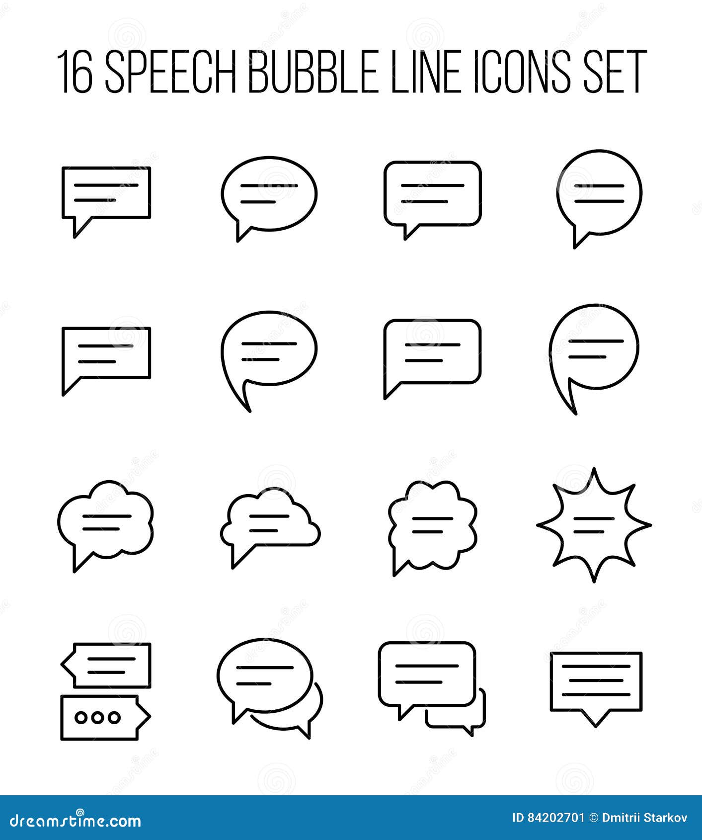 Outline Conversation Speech Bubbles Vector Icon. Isolated Black Simple ...