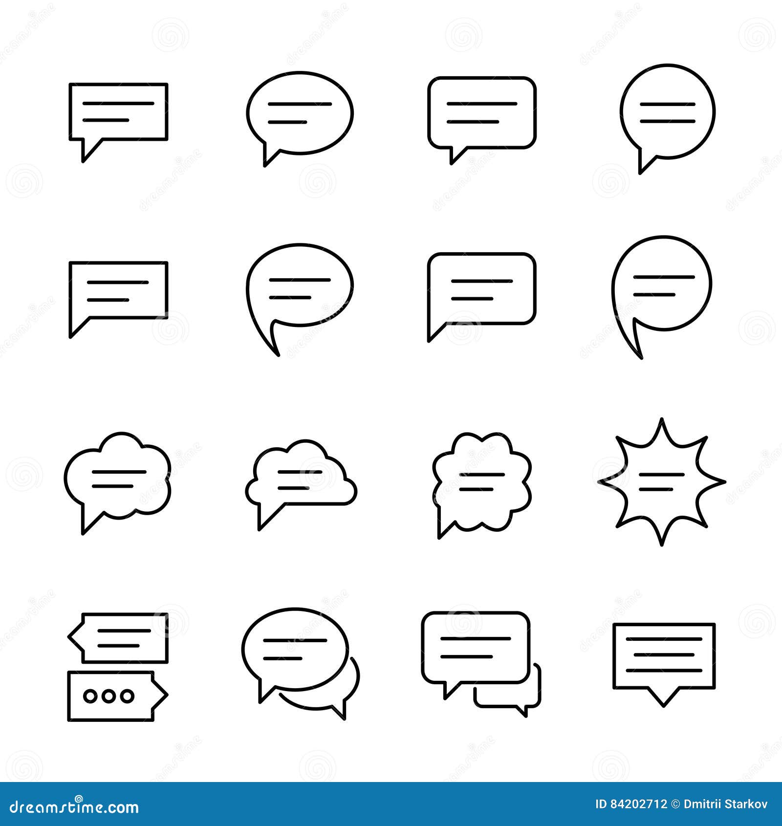Outline Conversation Speech Bubbles Vector Icon. Isolated Black Simple ...
