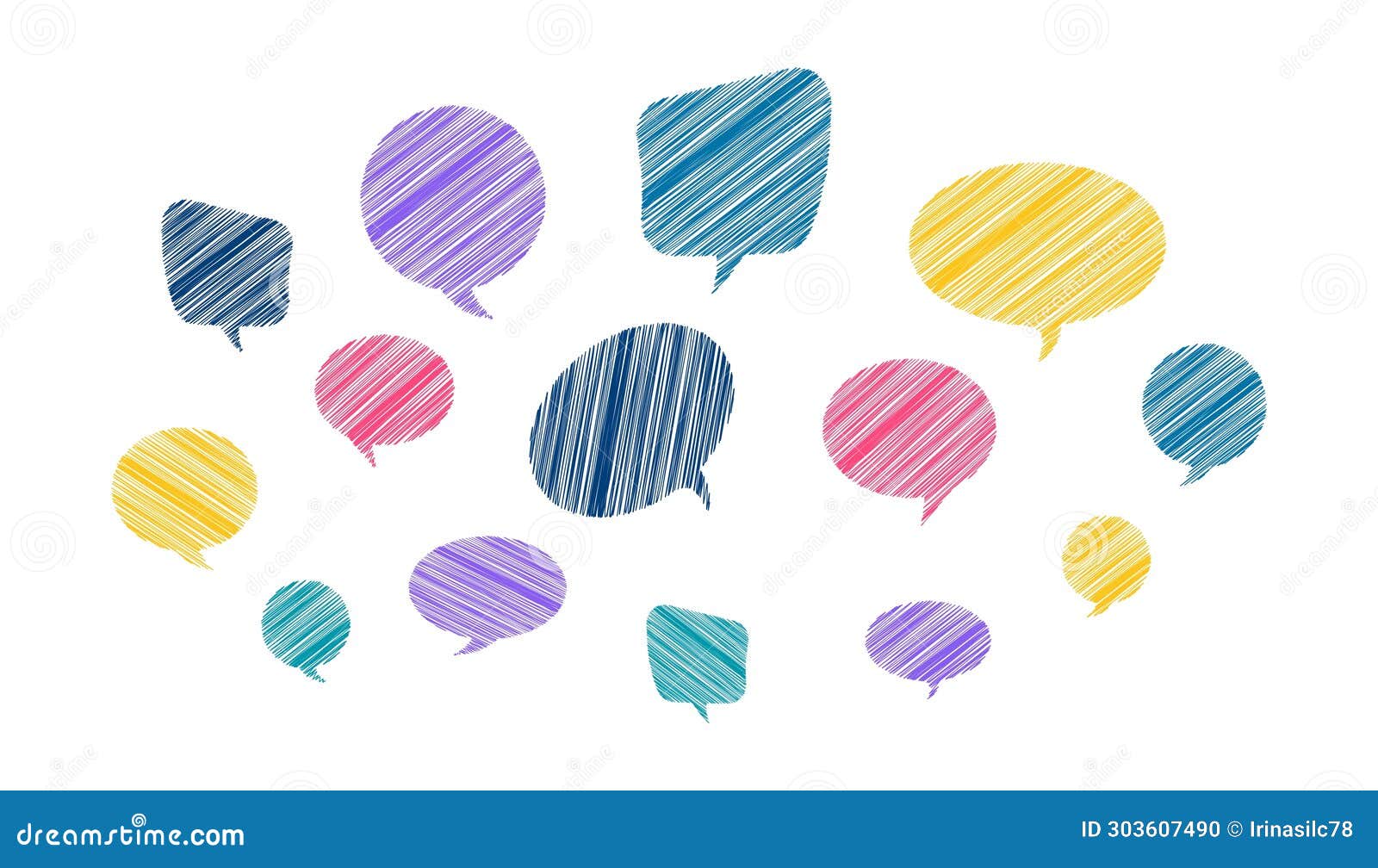 Set of Speech Bubble Text with Trendy Scribble Texture. Chatting Box ...