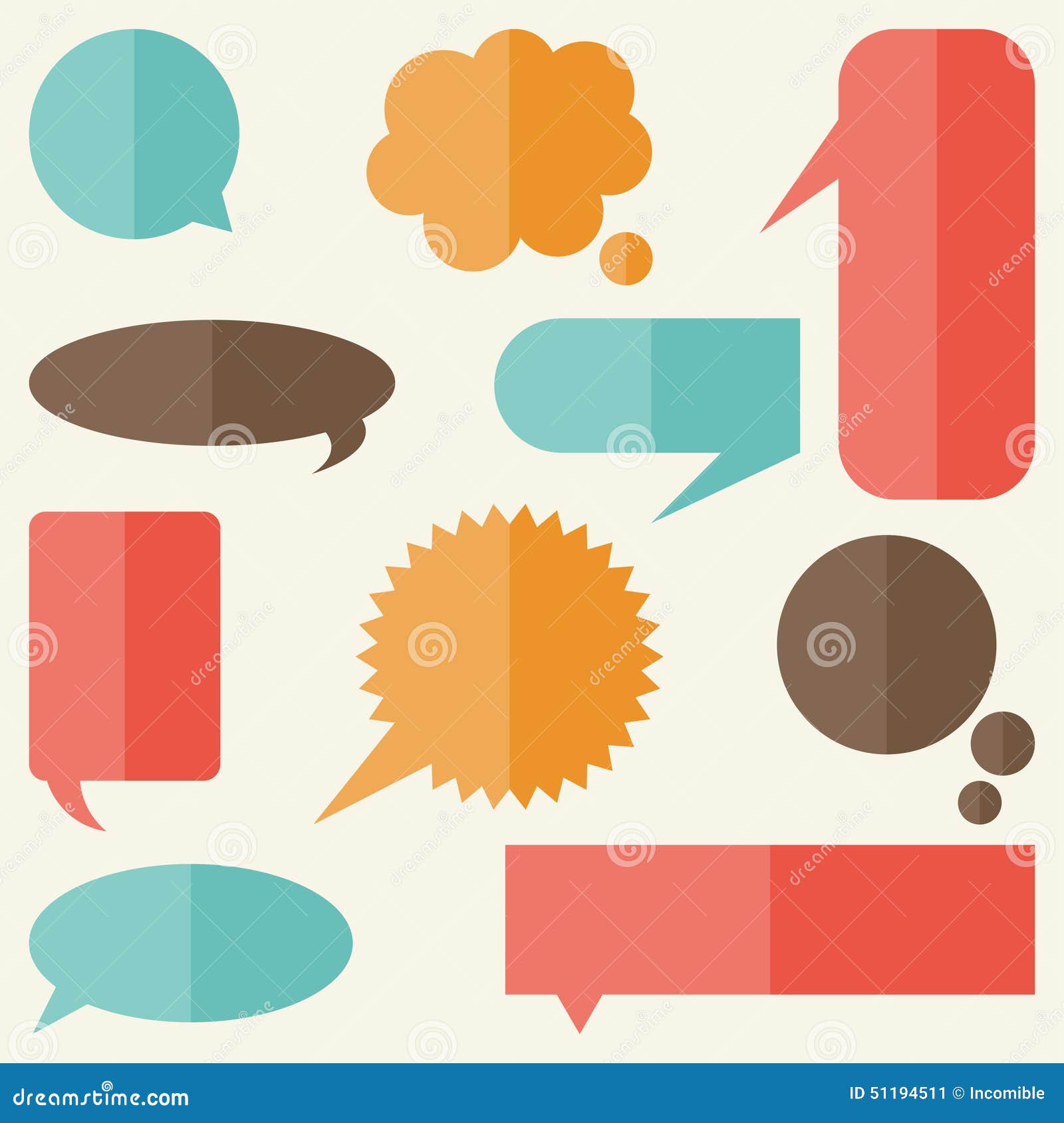 Set of Speech Bubbles and Banners in Flat Design Stock Vector ...