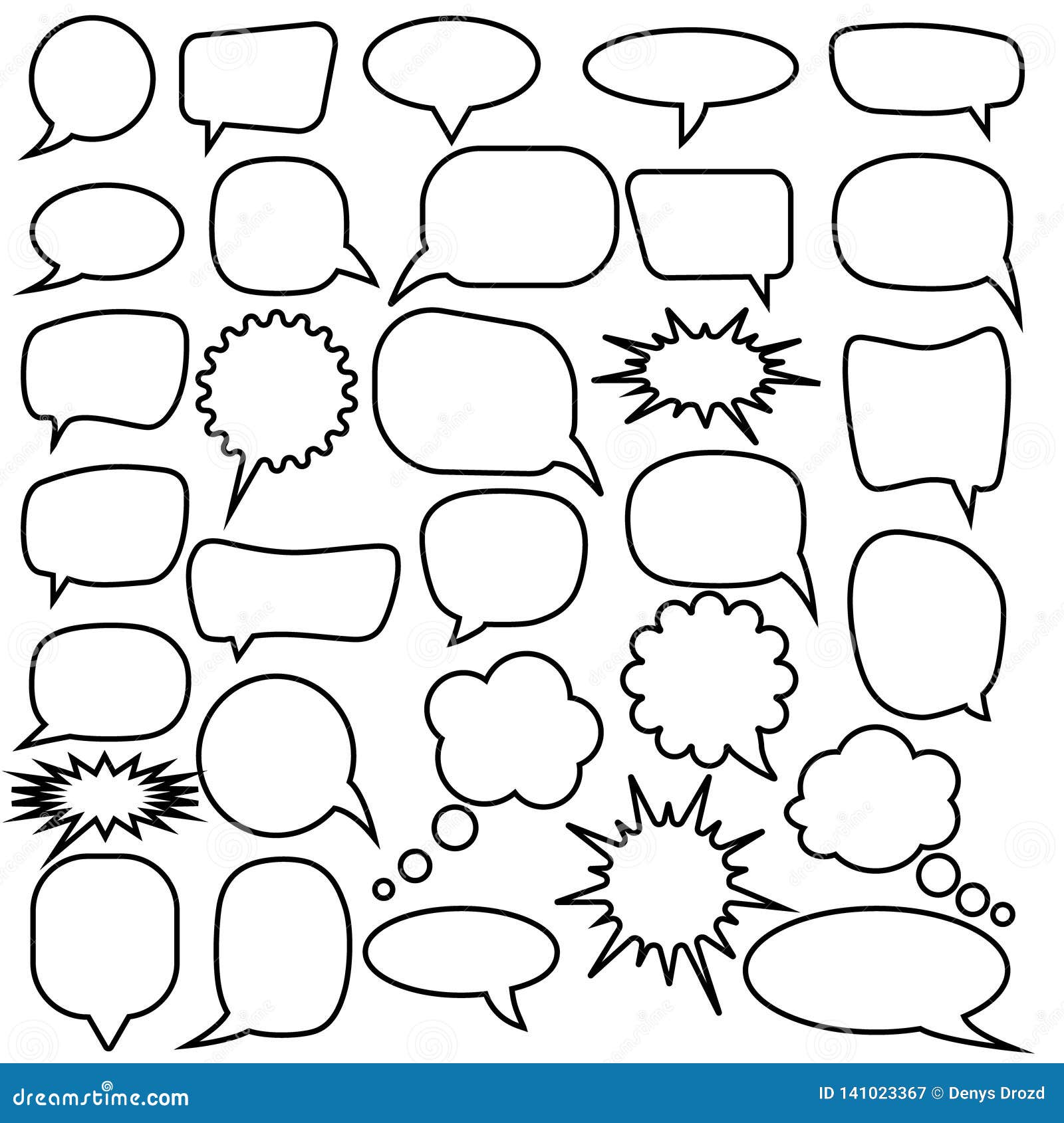 Set of Speech Bubbles. Blank Empty Vector White Speech Bubbles. Cartoon ...