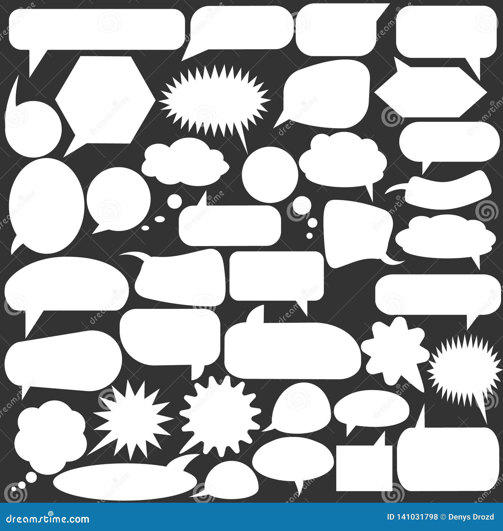 Set of Speech Bubbles. Blank Empty Vector White Speech Bubbles. Cartoon ...