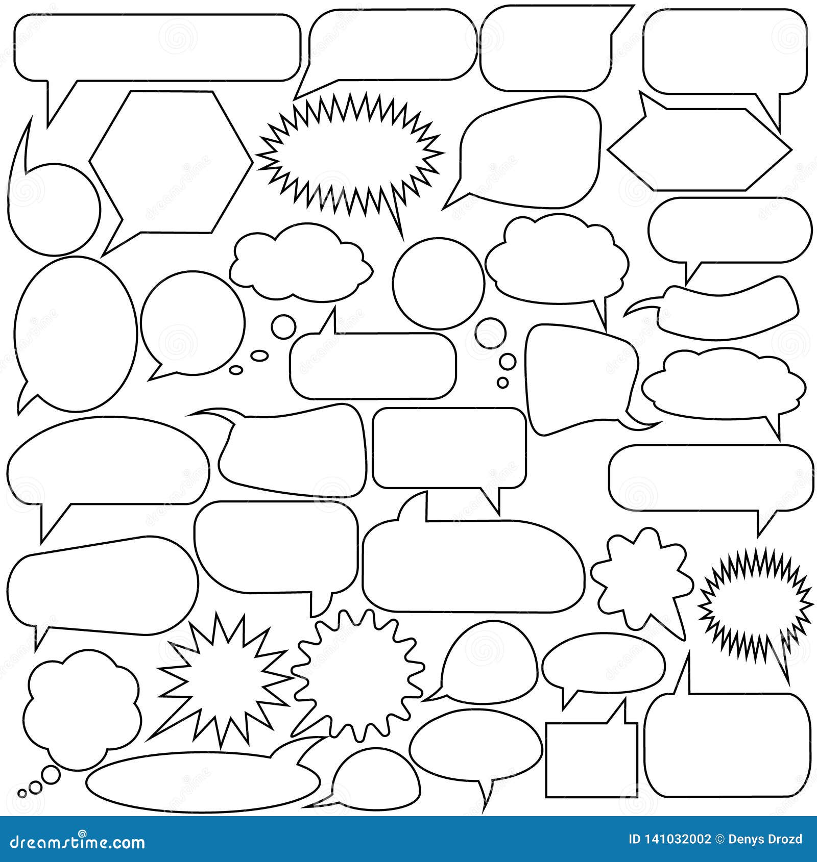 Set of Speech Bubbles. Blank Empty Vector White Speech Bubbles. Cartoon ...