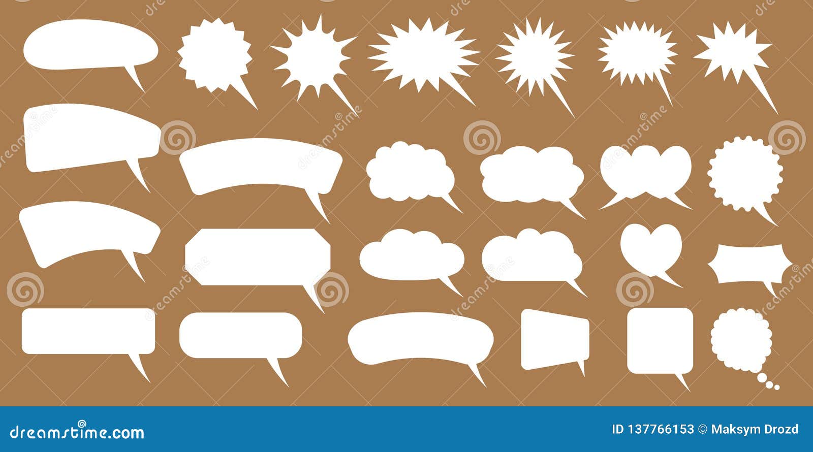 Set of Speech Bubbles. Blank Empty Vector White Speech Bubbles. Cartoon ...