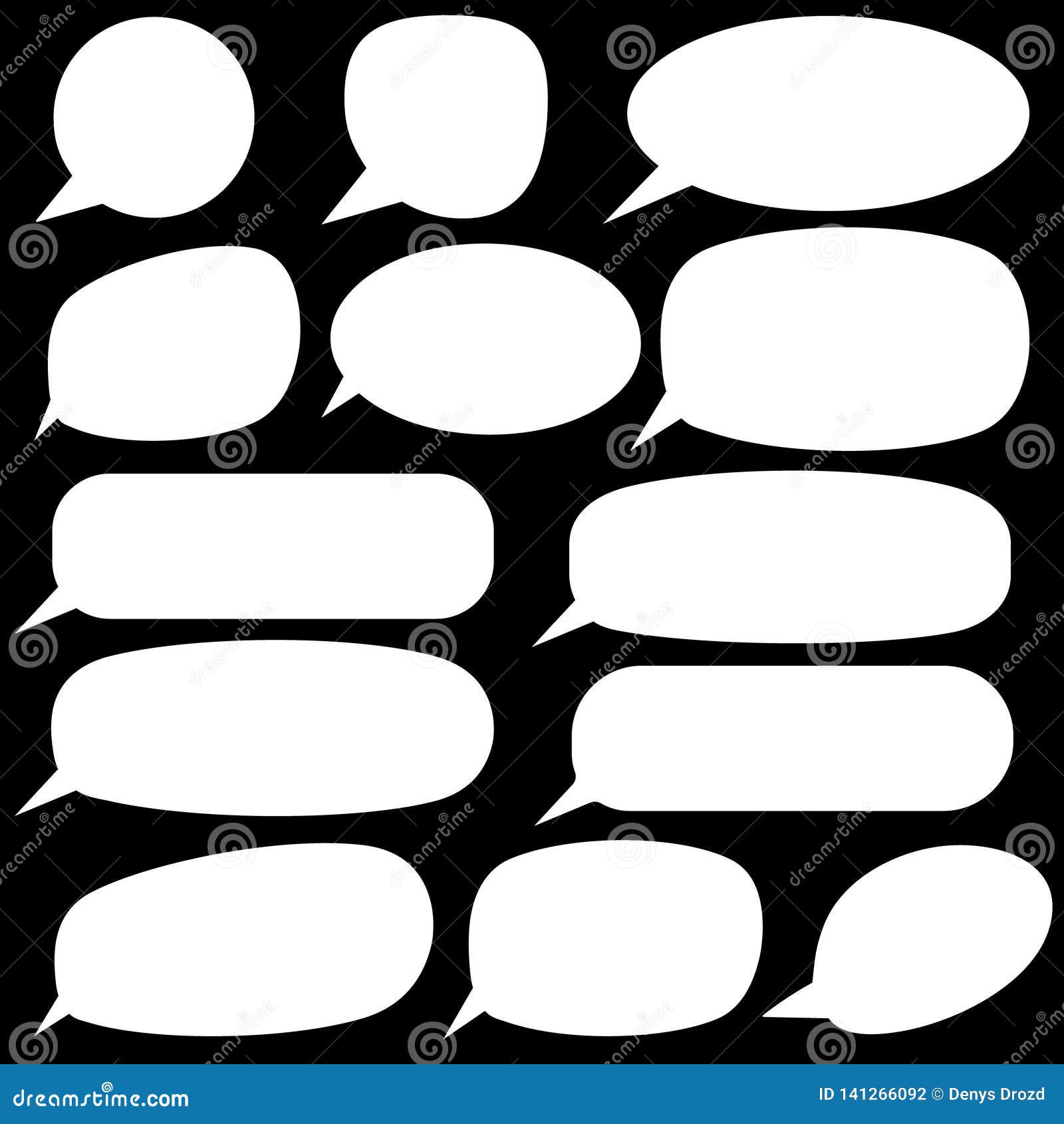 Set of Speech Bubbles. Blank Empty Vector White Speech Bubbles. Cartoon ...