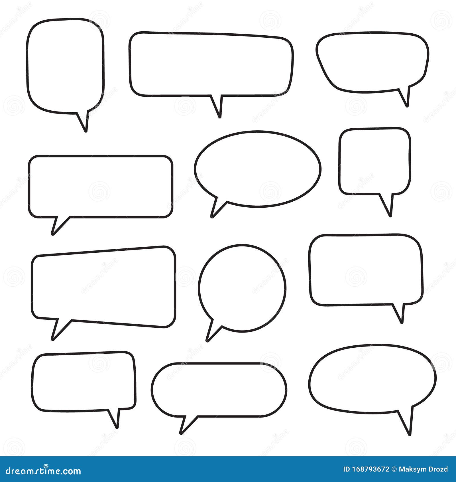 Set of Speech Bubbles. Blank Empty Vector White Speech Bubbles. Cartoon ...