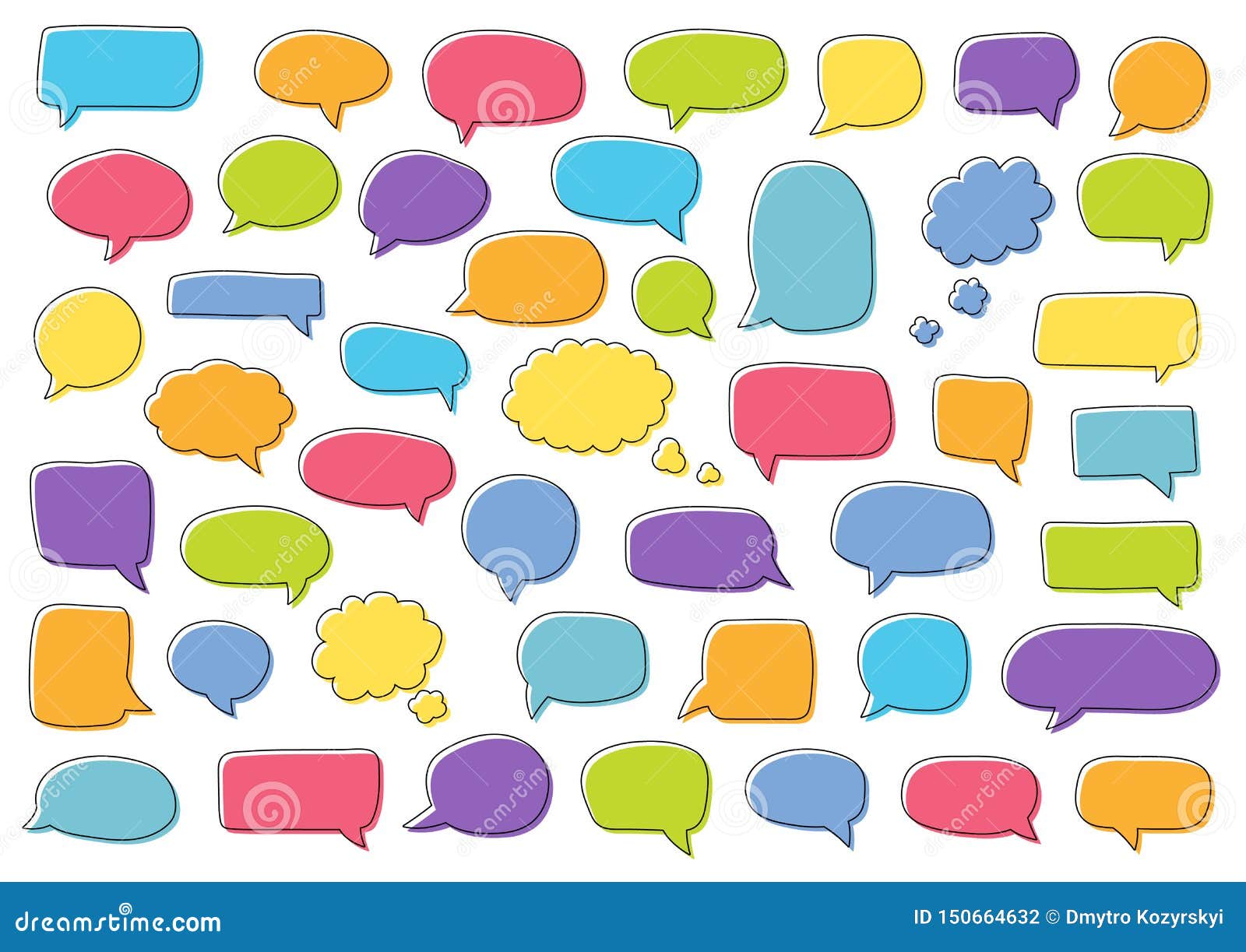 Set Of Speech Bubbles. Blank Retro Empty Comic Bubbles. Stickers ...