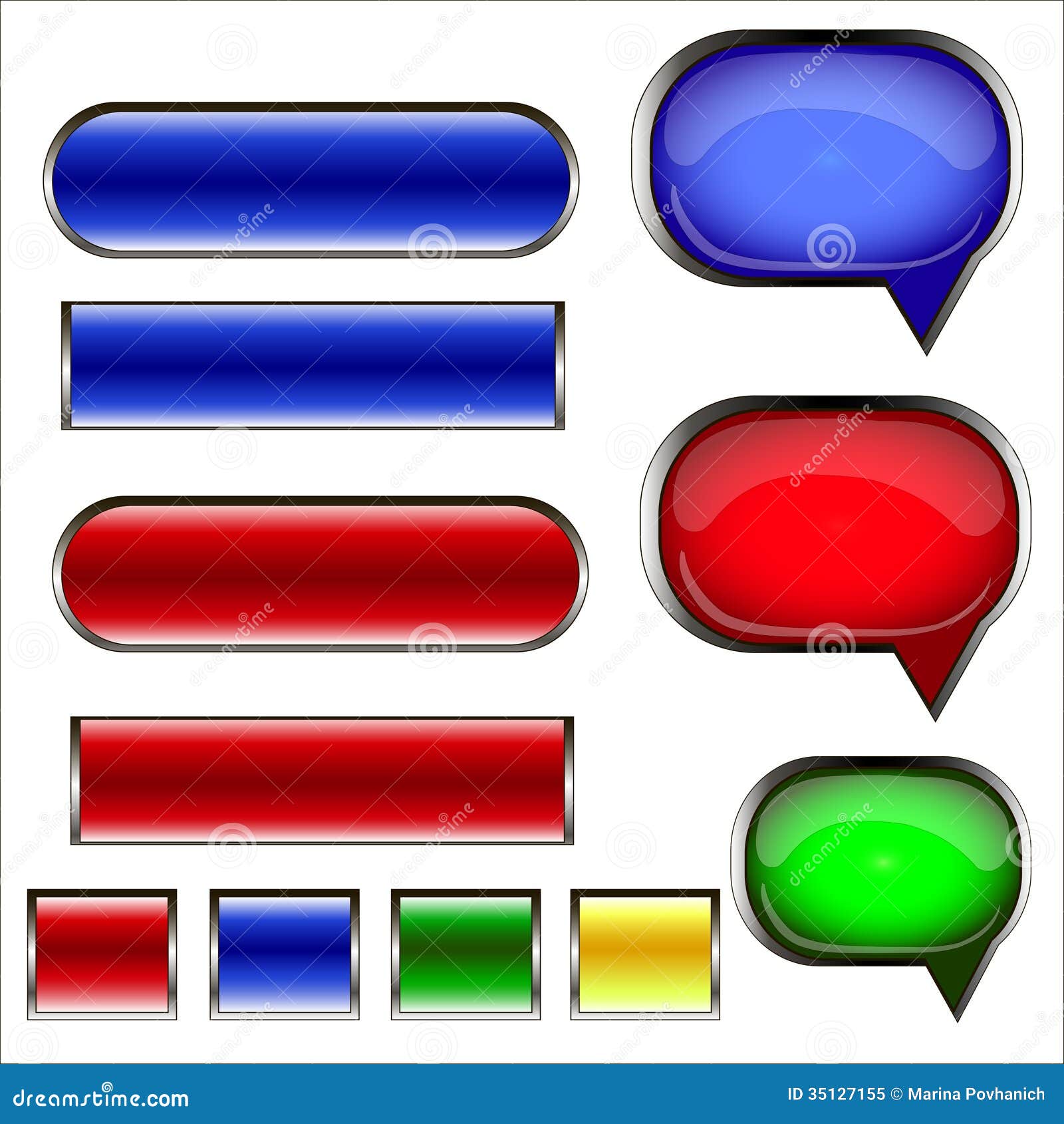 Set of Speech Bubbles and Buttons Stock Illustration - Illustration of ...