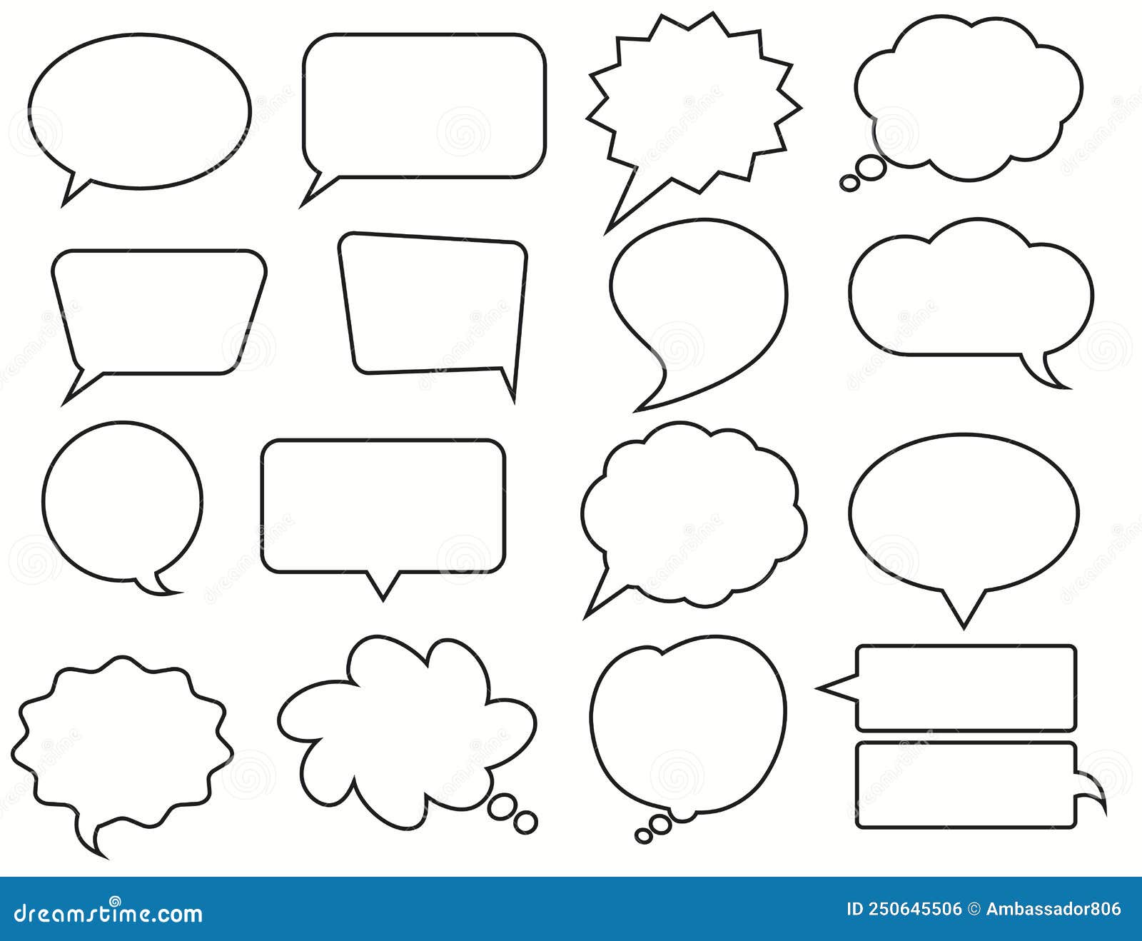Set Of Speech Bubbles Comic Retro Empty Bubble Vector Stock Vector