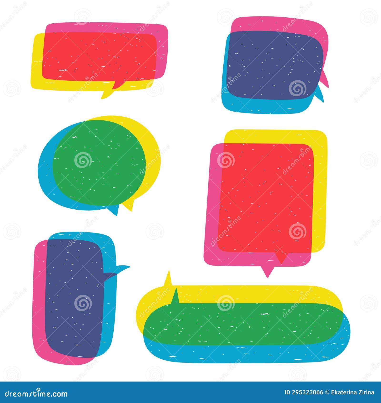 Set of Speech Bubbles for Dialogues in Riso Style. Vector Graphics ...