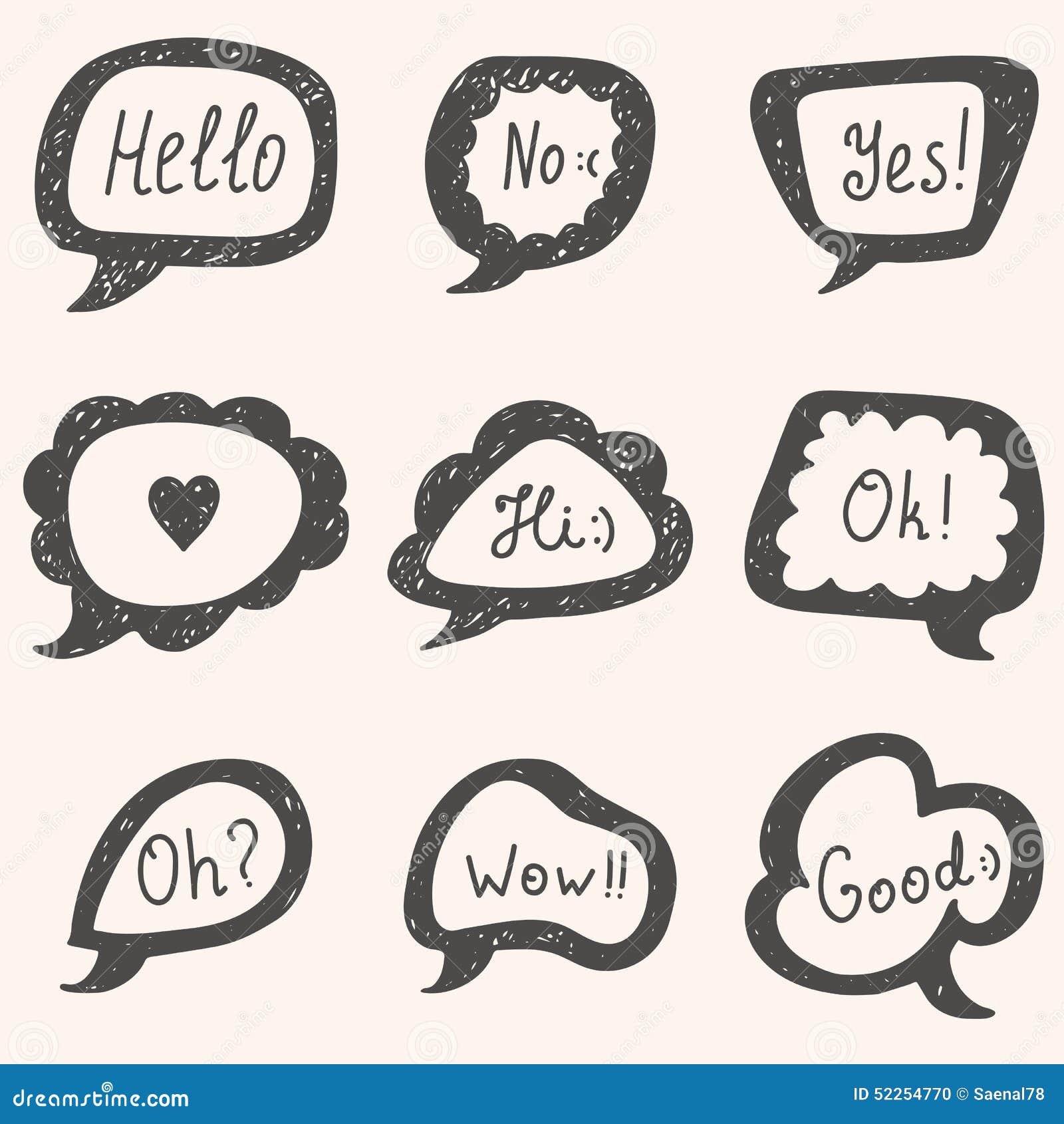 Set of Speech Bubbles. Hand Drawn Vector Bubbles Stock Vector ... Set of Speech Bubbles. Hand Drawn Vector Bubbles Stock Vector ...