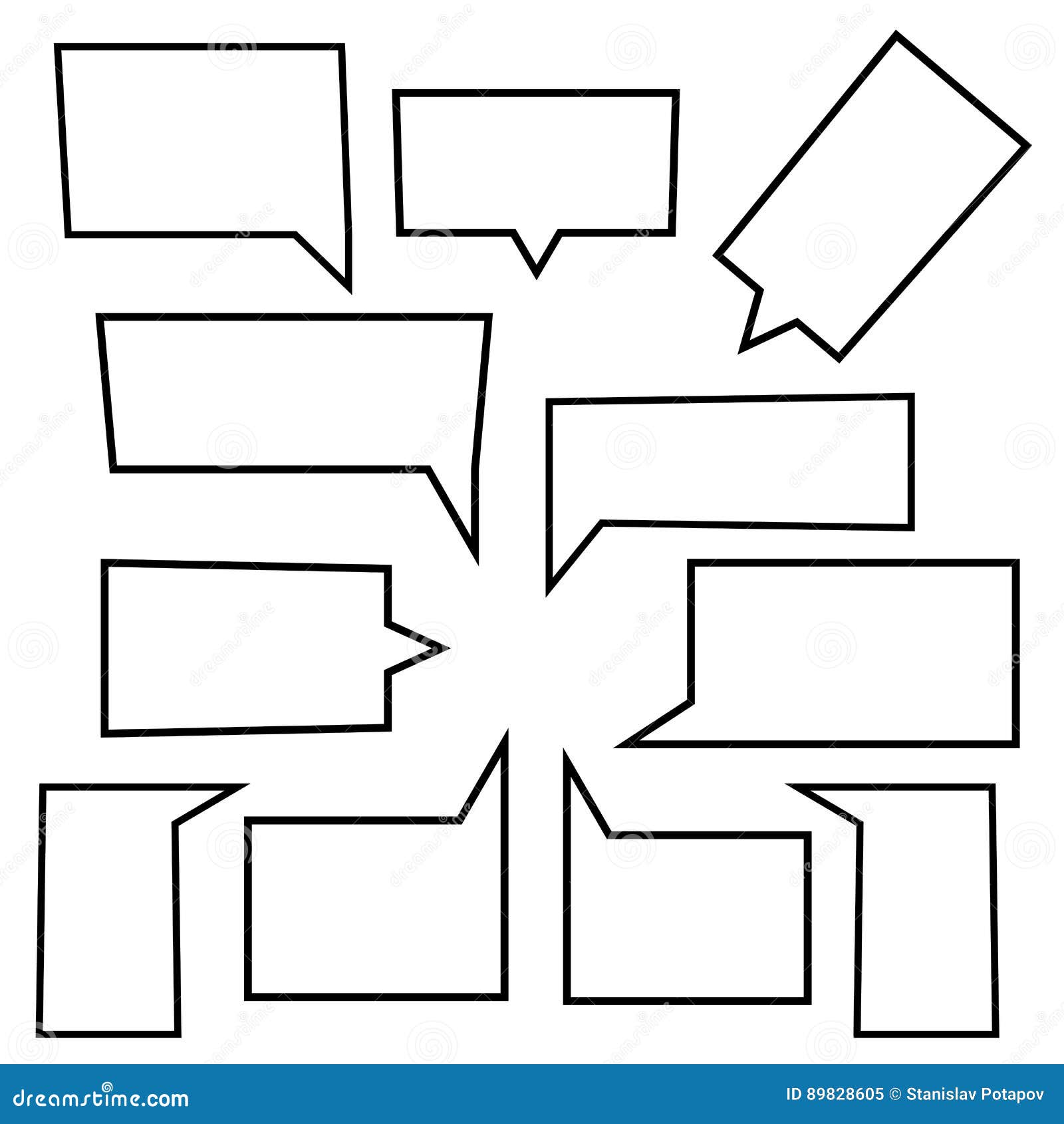Set of Speech Bubbles Linear Icons in Shape Rectangle Stock Vector ...