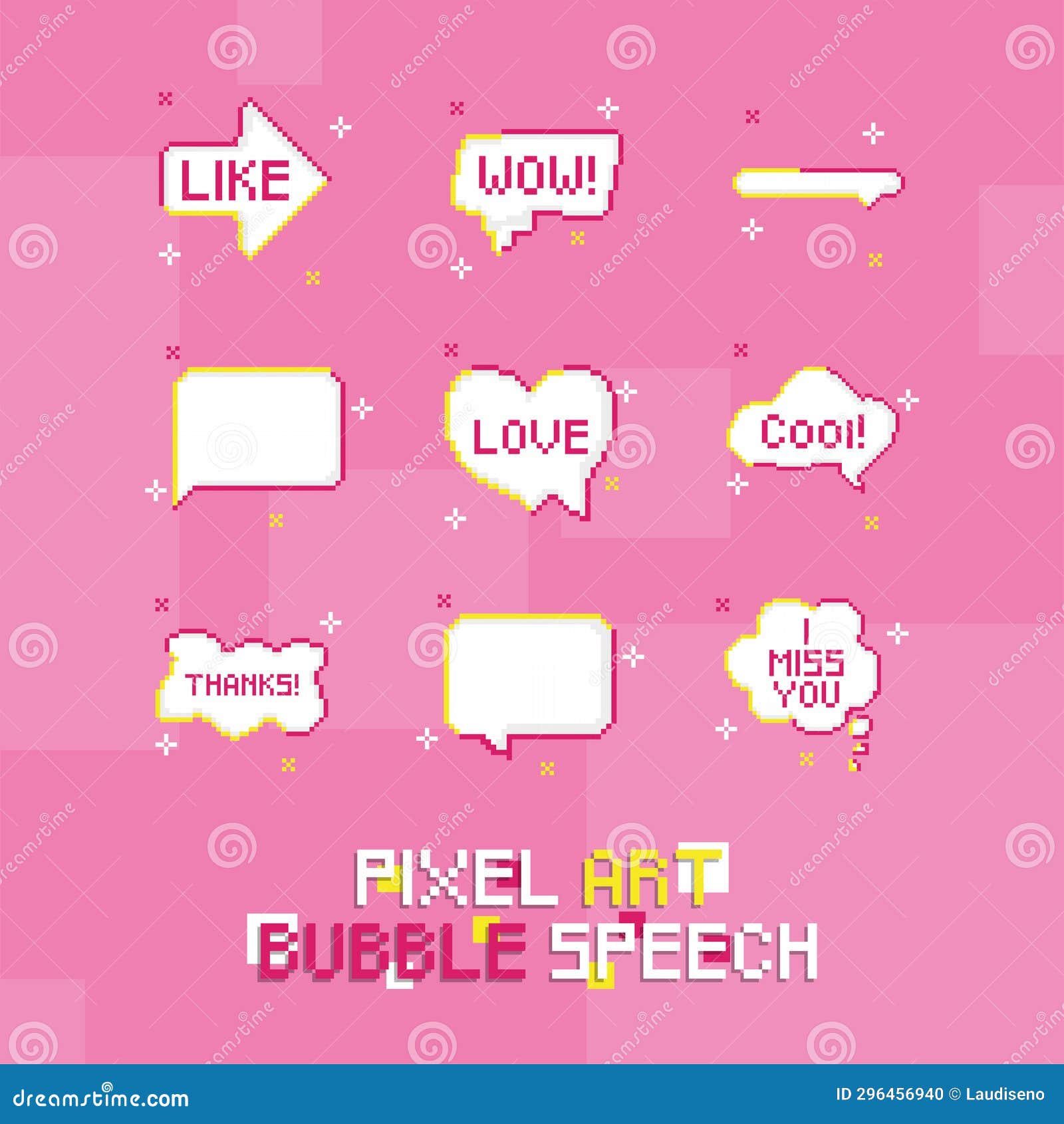 Set of Speech Bubbles Pixel Art Vector Stock Illustration ...